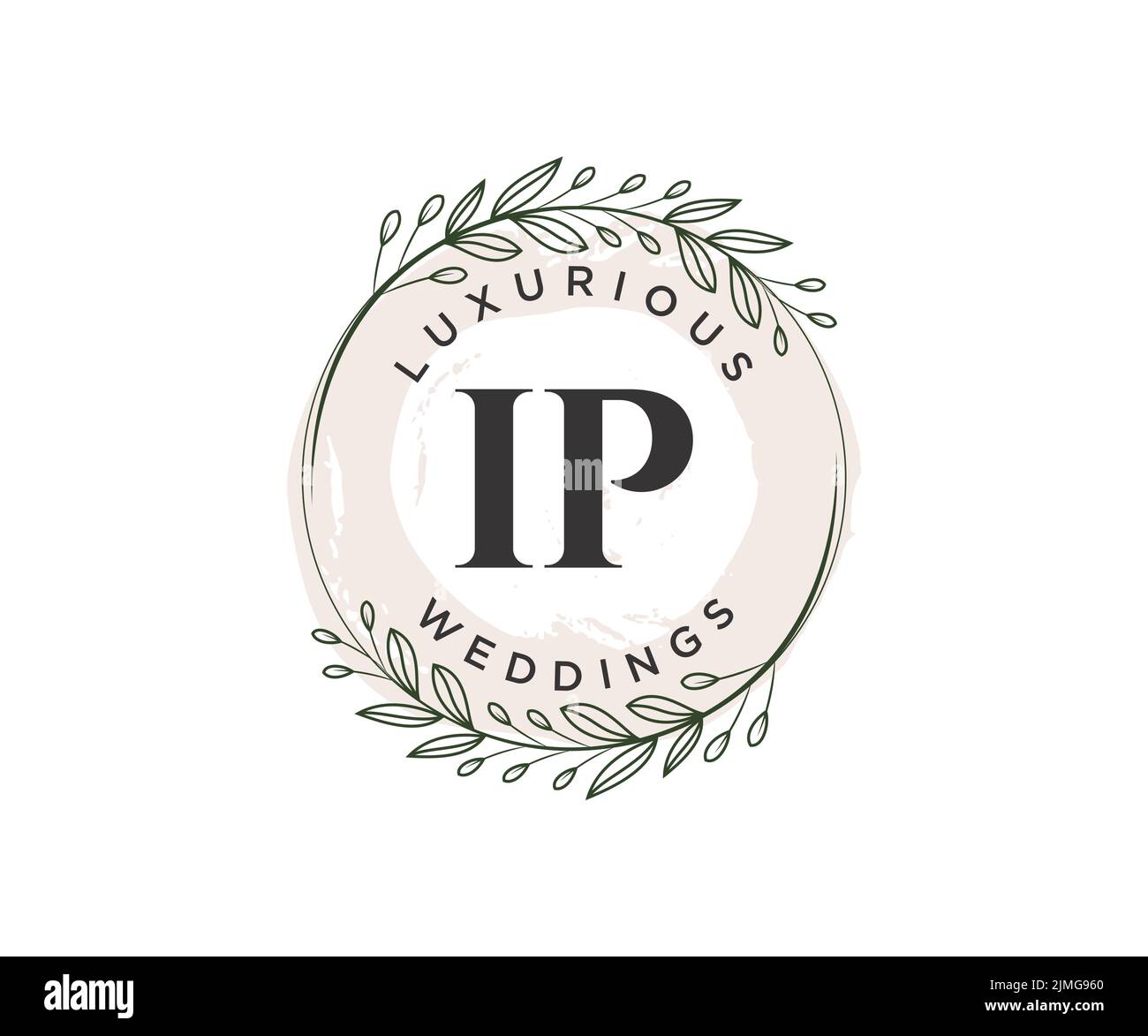 IP Initials letter Wedding monogram logos template, hand drawn modern ...
