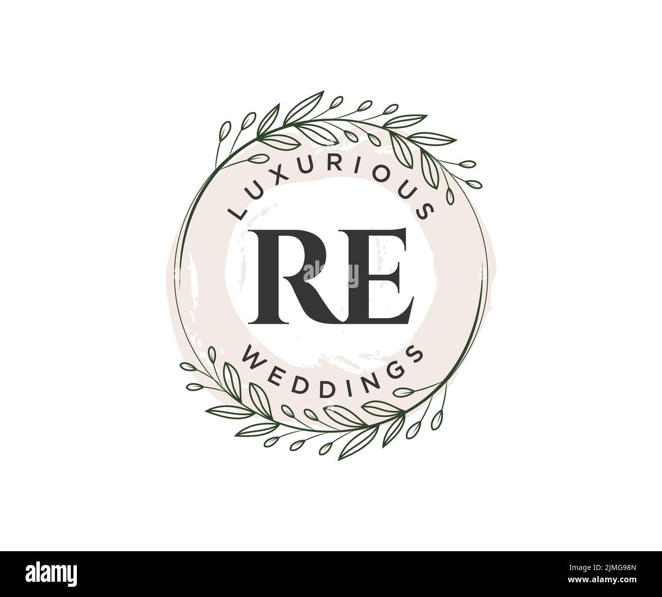 RE Initials letter Wedding monogram logos template, hand drawn modern ...