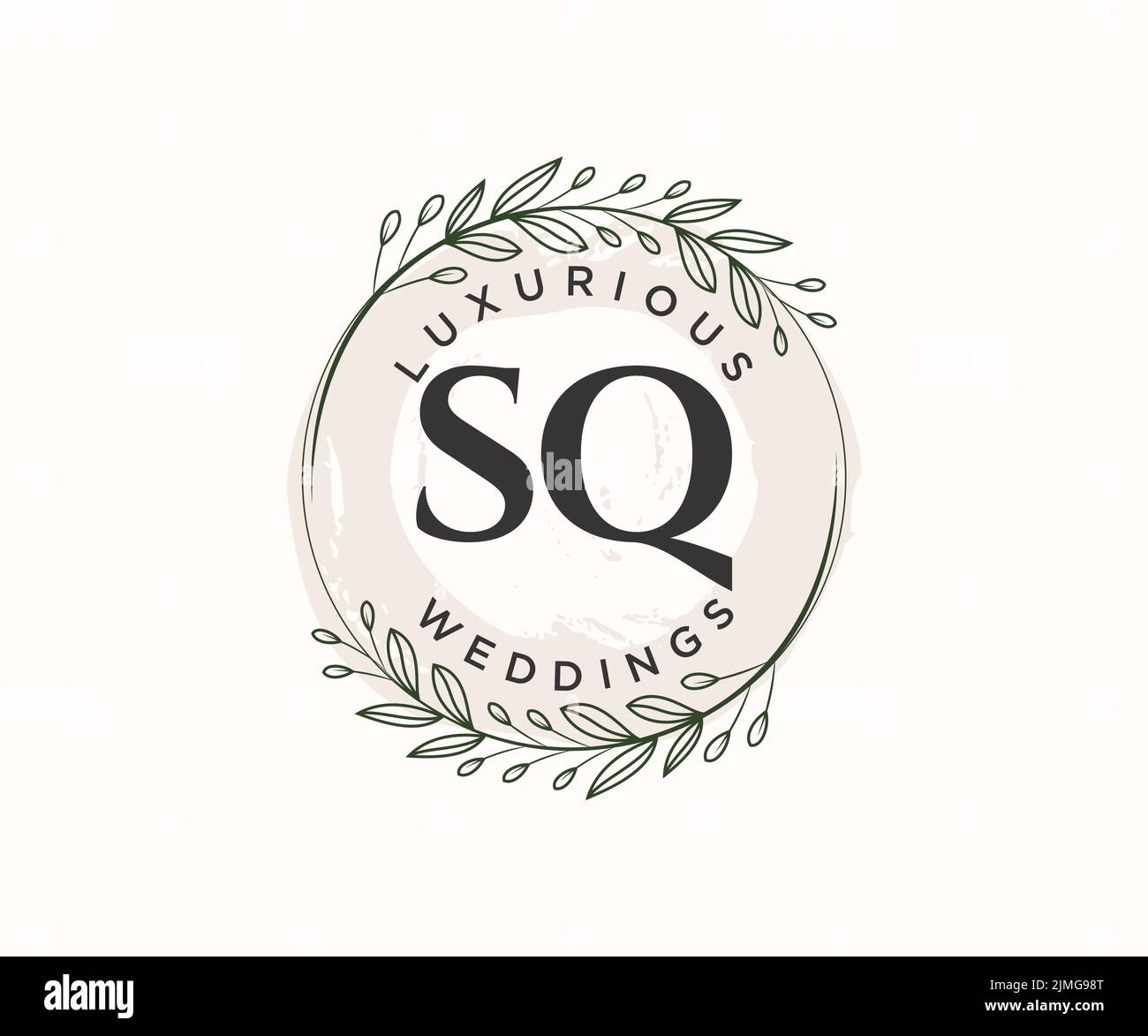 SQ Initials letter Wedding monogram logos template, hand drawn modern ...