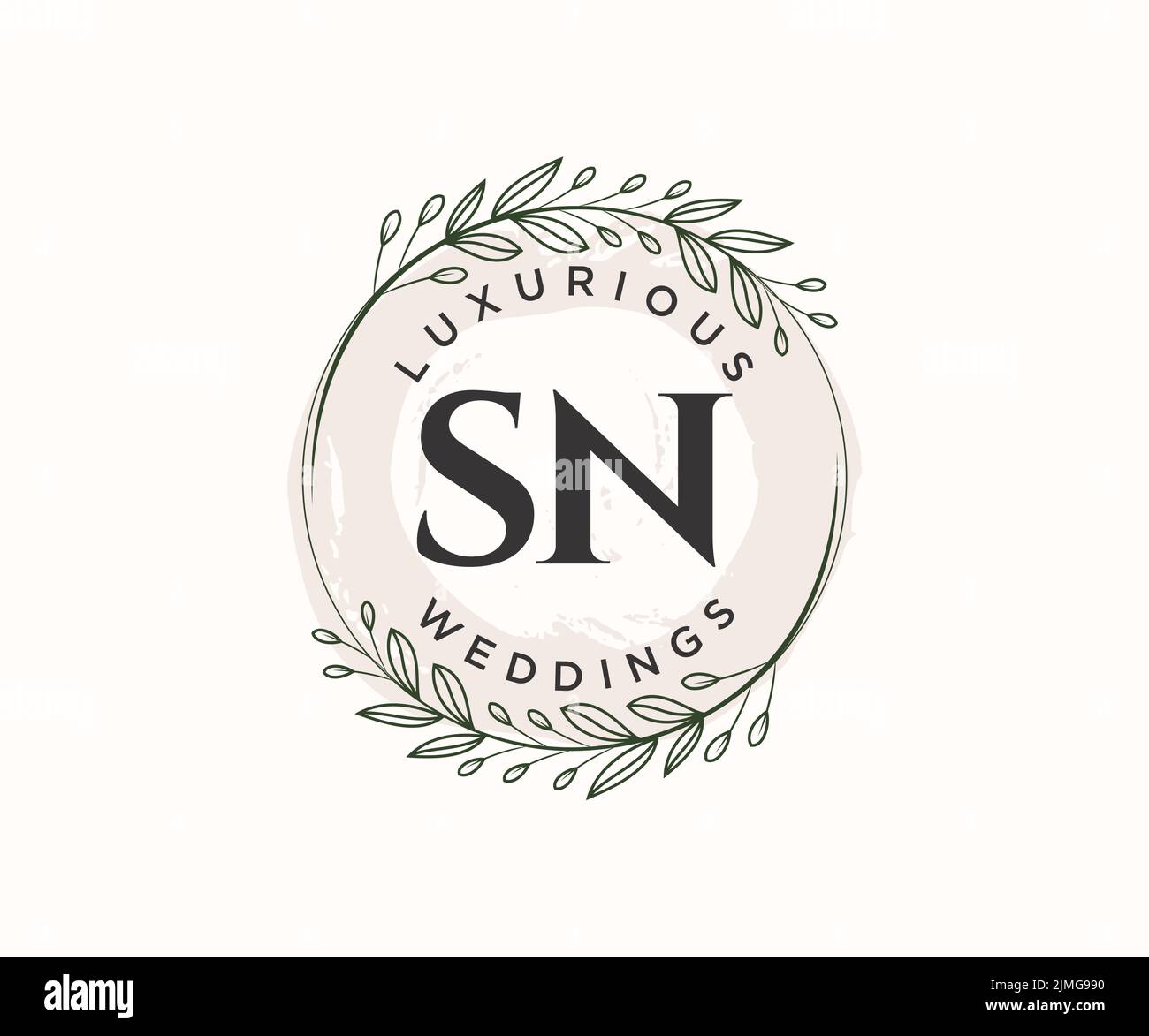SN Initials letter Wedding monogram logos template, hand drawn modern ...