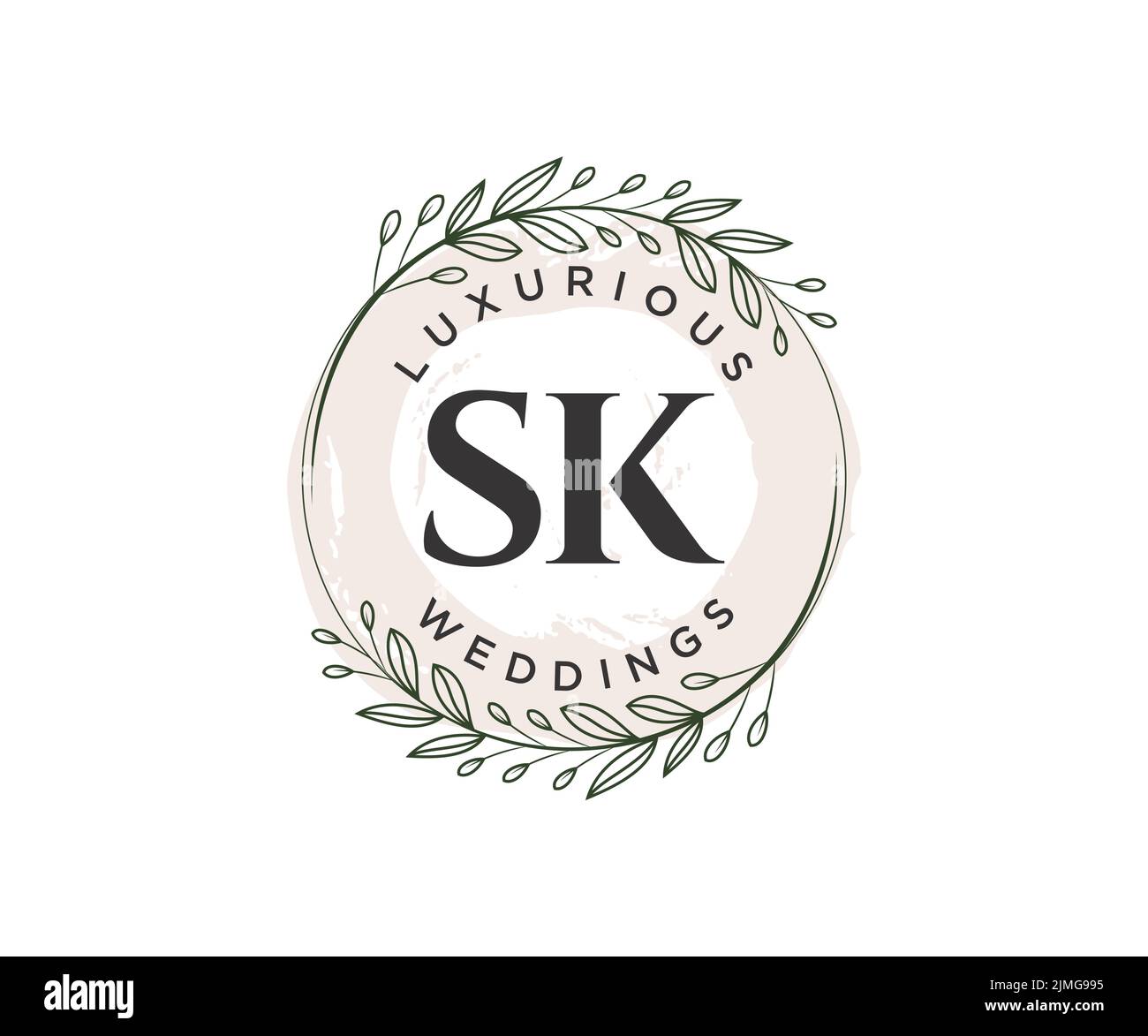 SK Initials letter Wedding monogram logos template, hand drawn modern ...