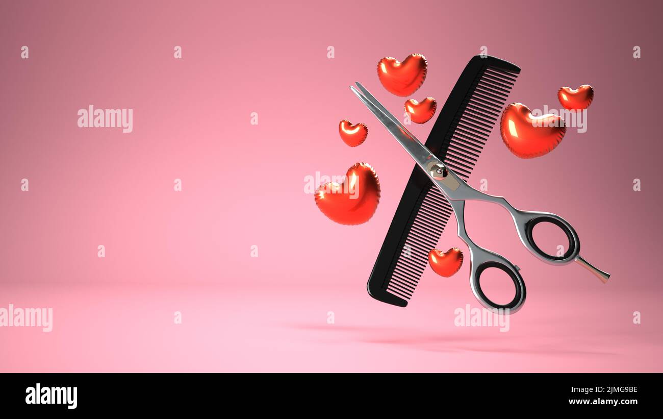 Haircut scissors heart hi-res stock photography and images - Alamy