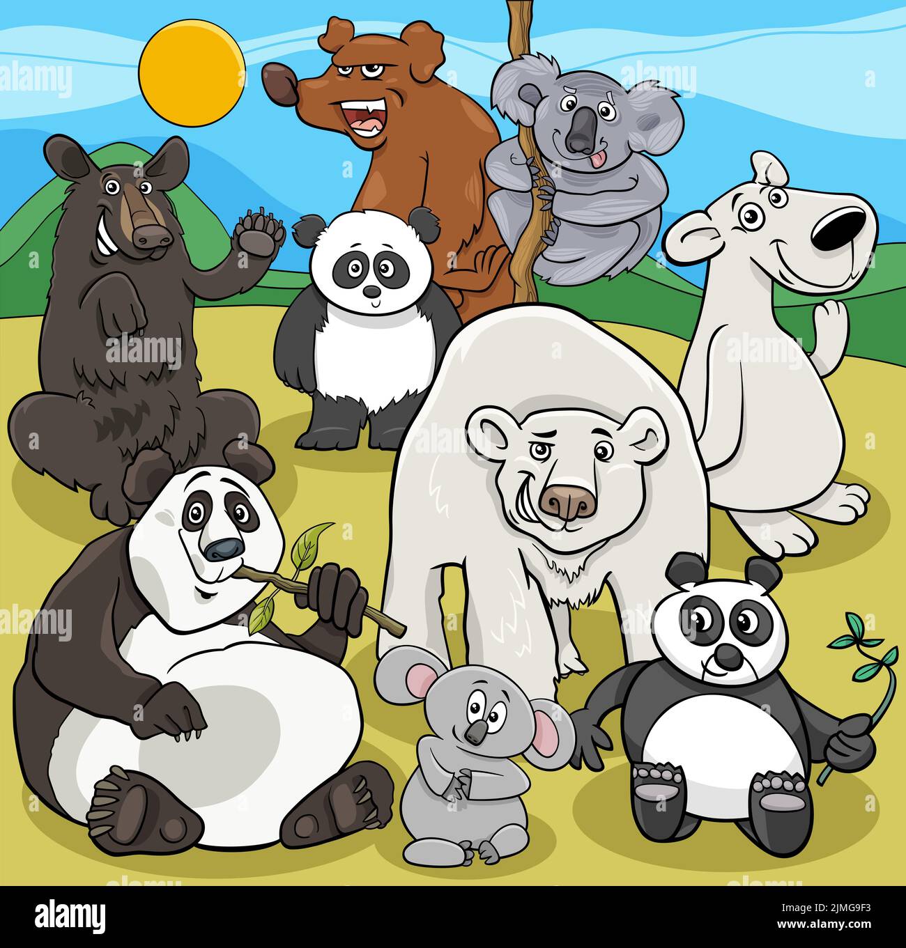 Cartoon bears comic animal characters group Stock Photo - Alamy