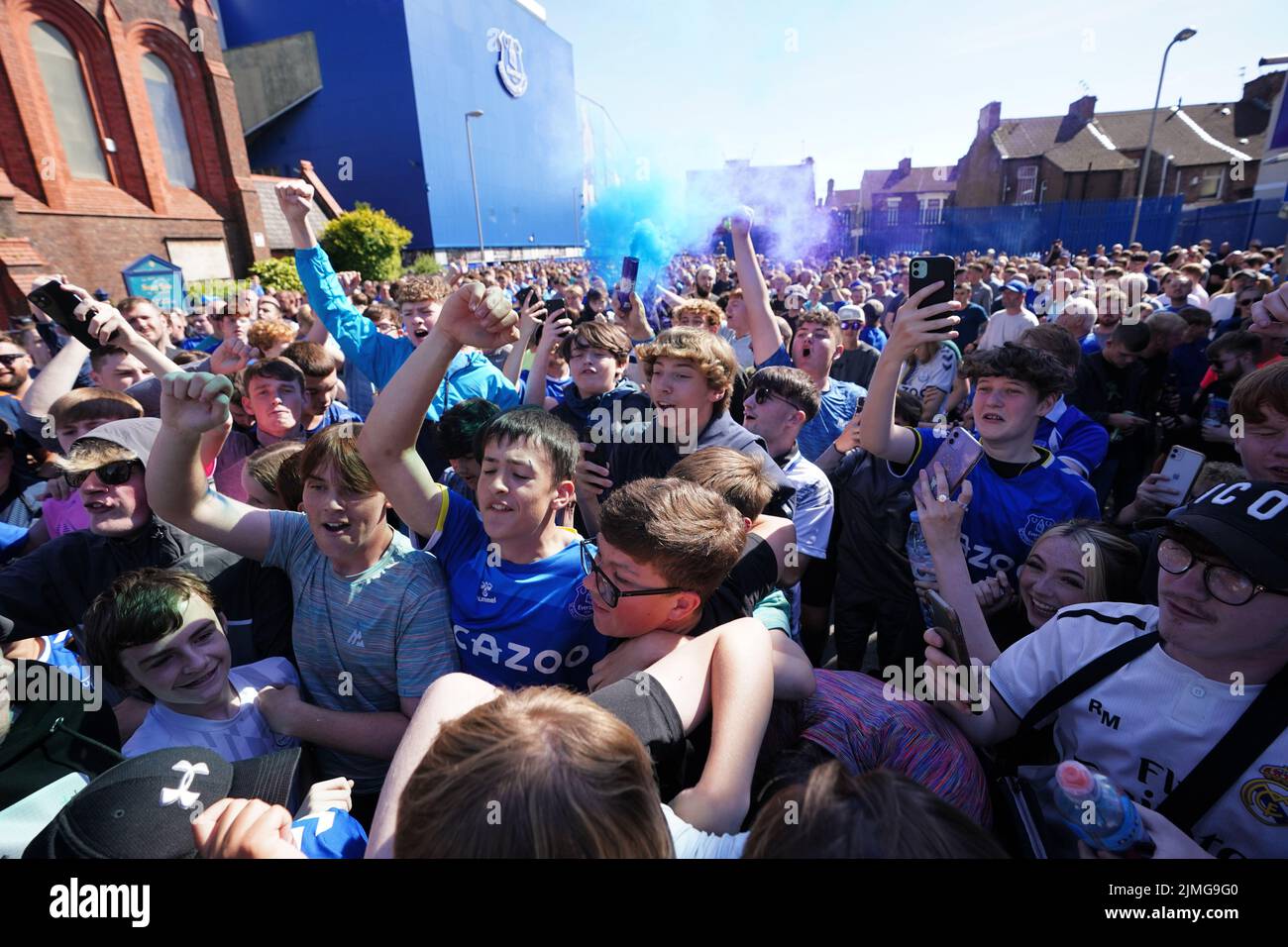 Everton fans outside the stadium ahead of the Premier League match at ...