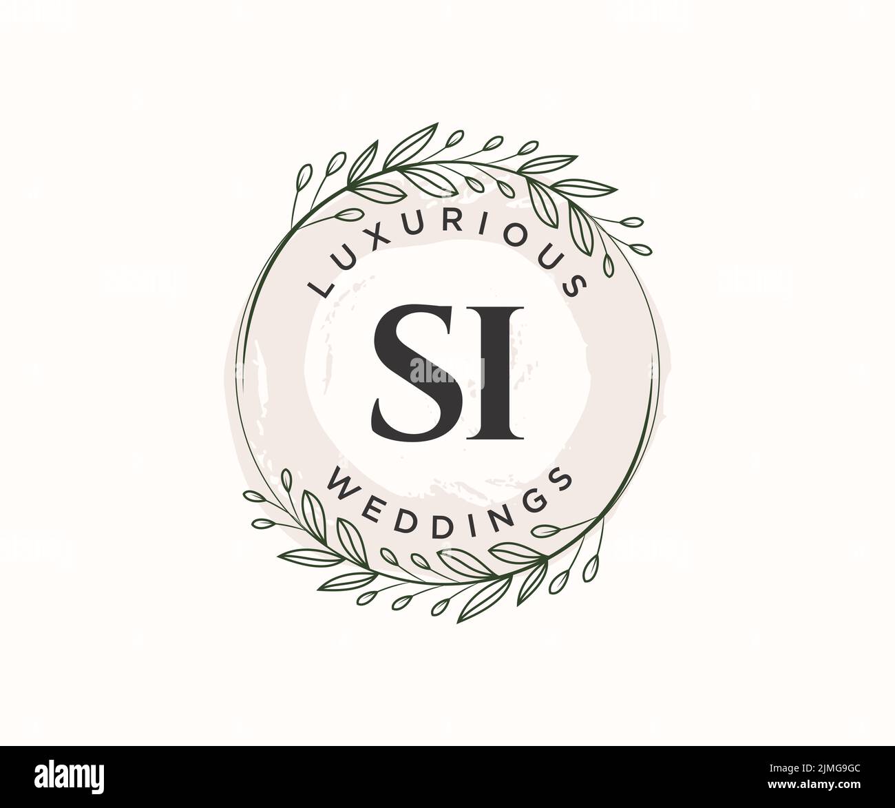 SI Initials letter Wedding monogram logos template, hand drawn modern ...