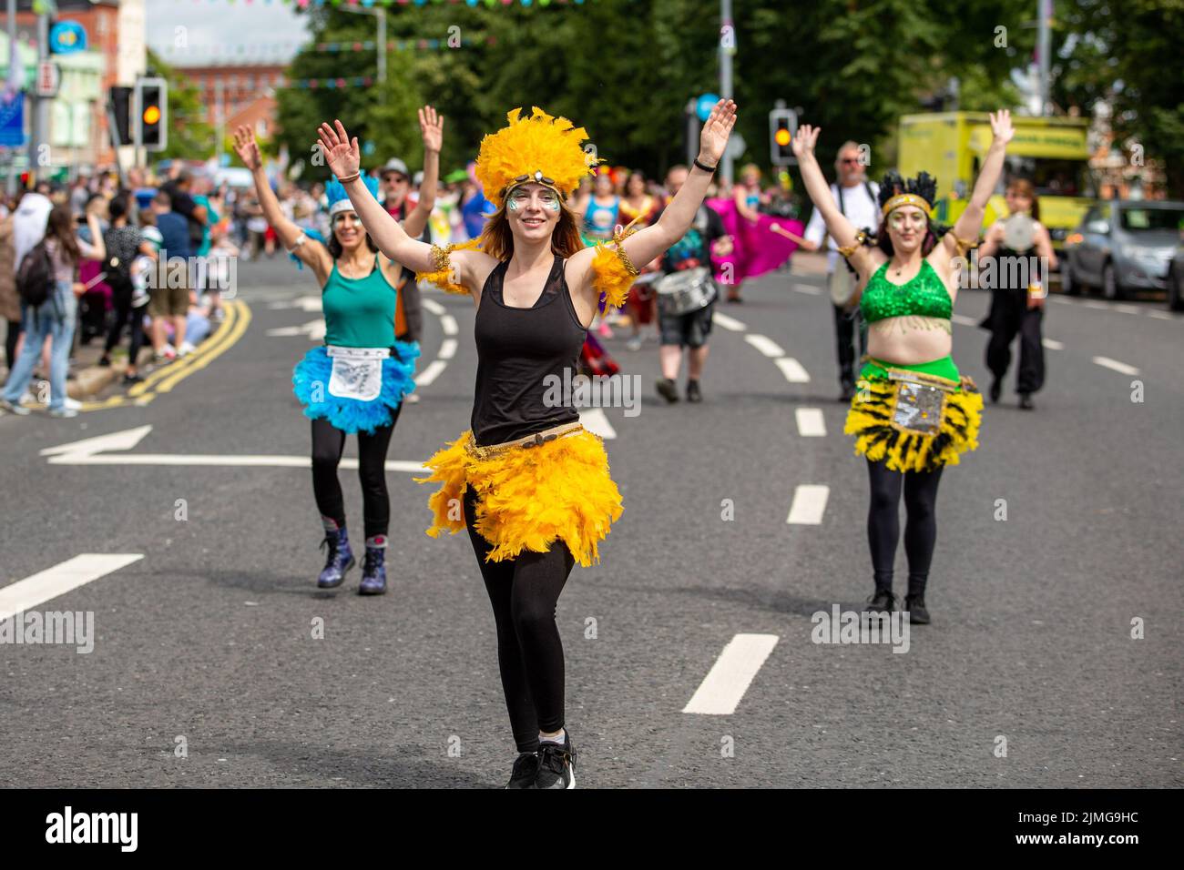 Chinese children parade with banners hi-res stock photography and ...