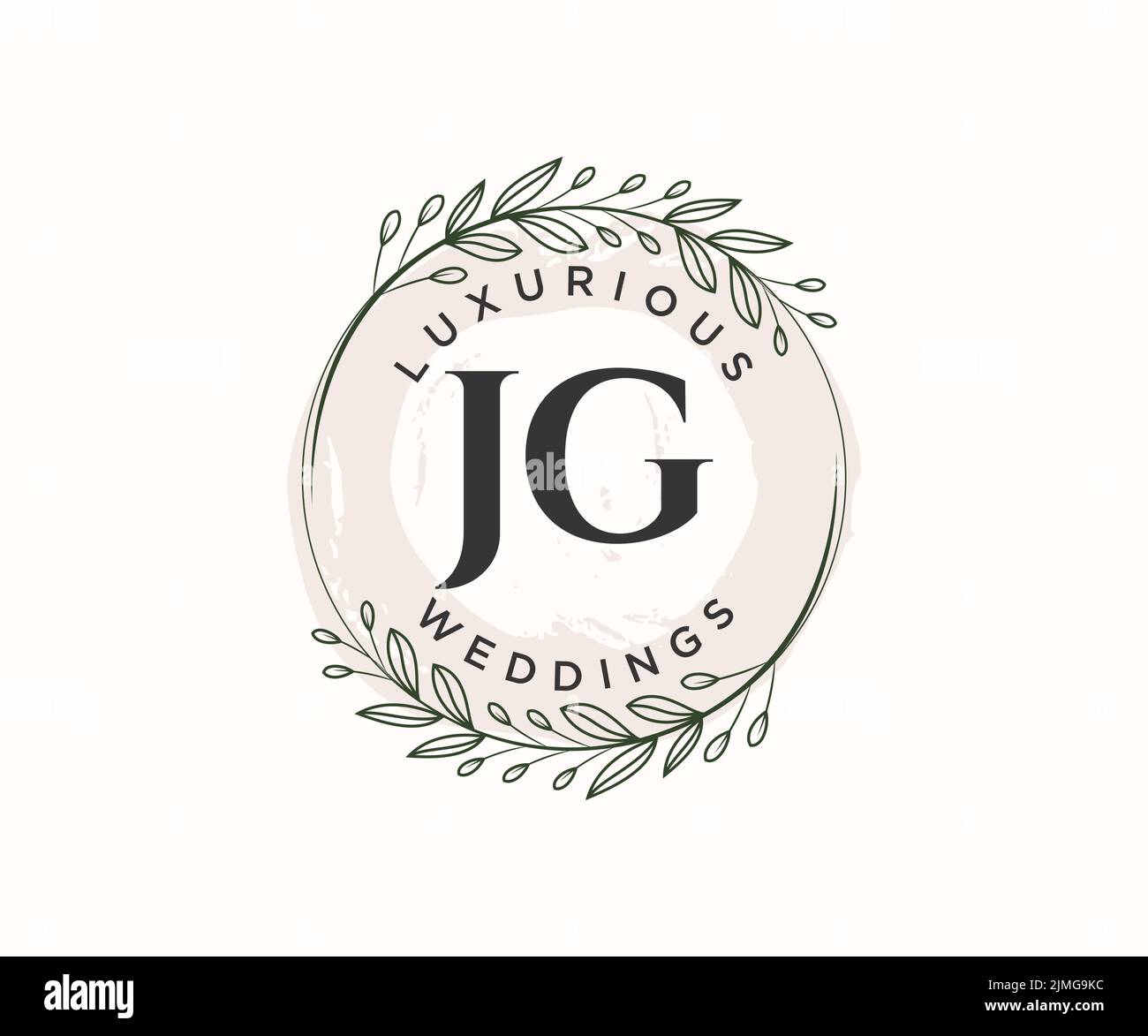 JG Initials letter Wedding monogram logos template, hand drawn modern ...