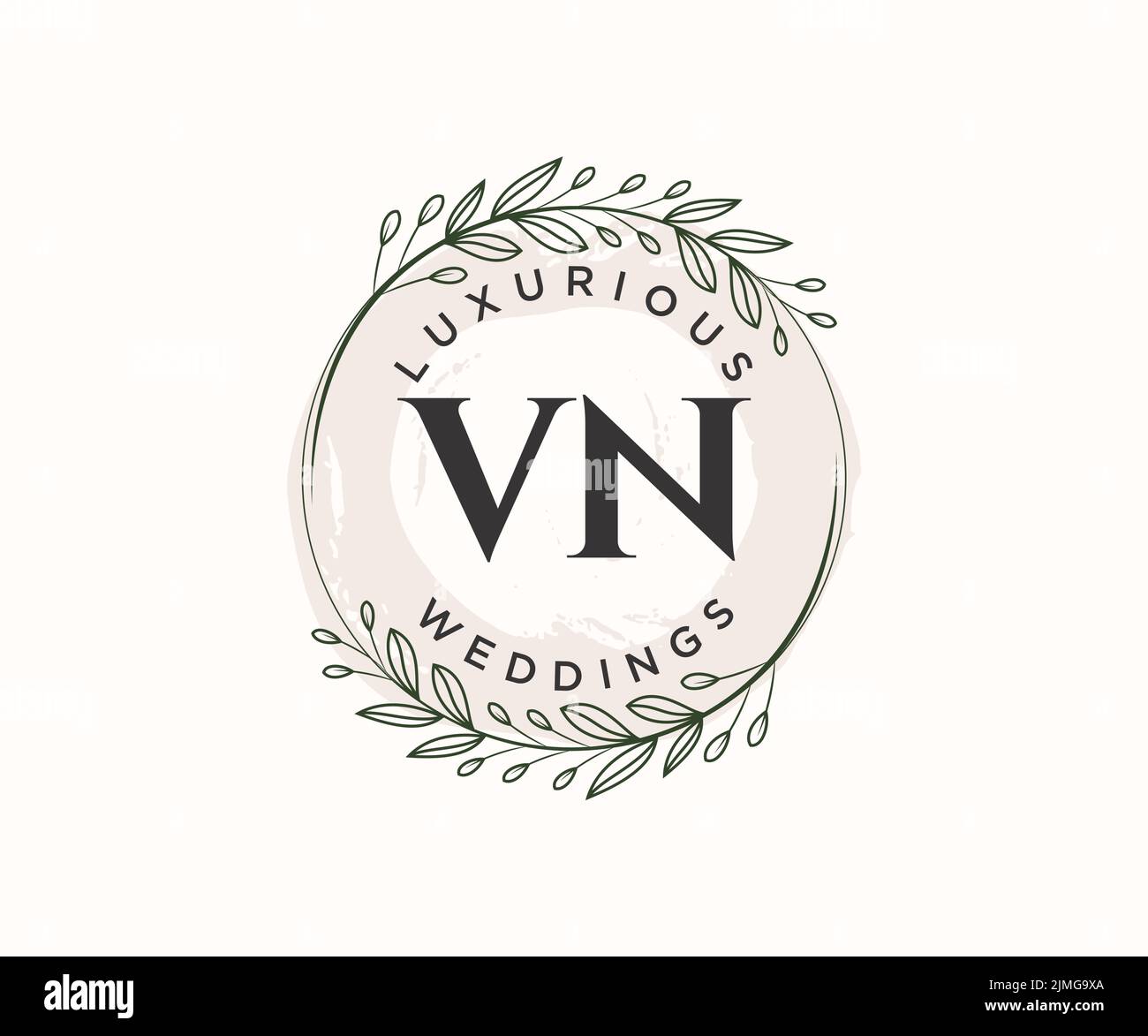 VN Initials letter Wedding monogram logos template, hand drawn modern minimalistic and floral ...