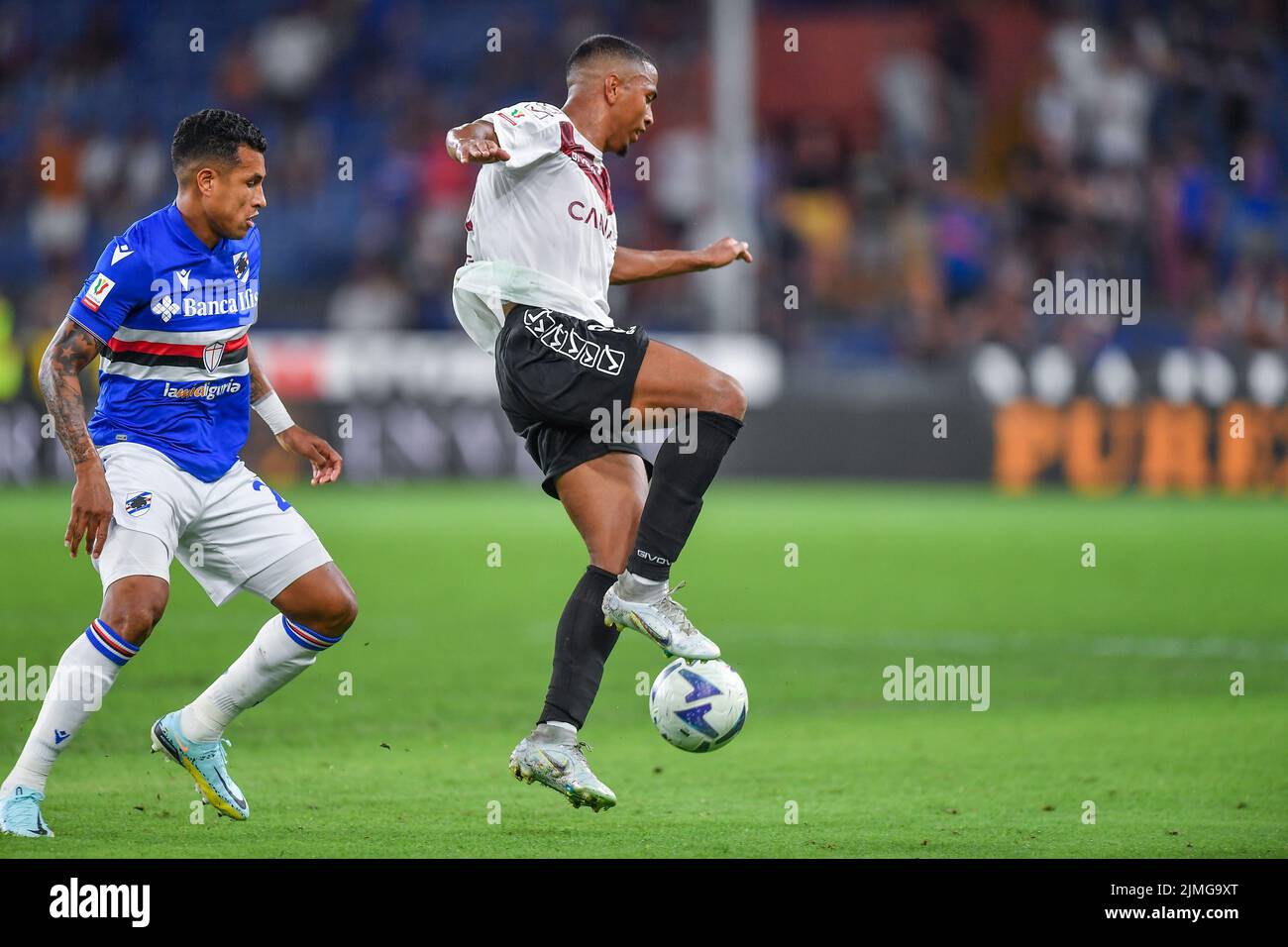 Luigi Ferraris stadium, Genova, Italy, August 05, 2022, Jeison Fabian Murillo (Sampdoria) and ...
