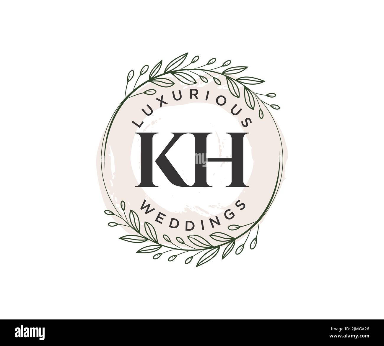 KH Initials letter Wedding monogram logos template, hand drawn modern ...