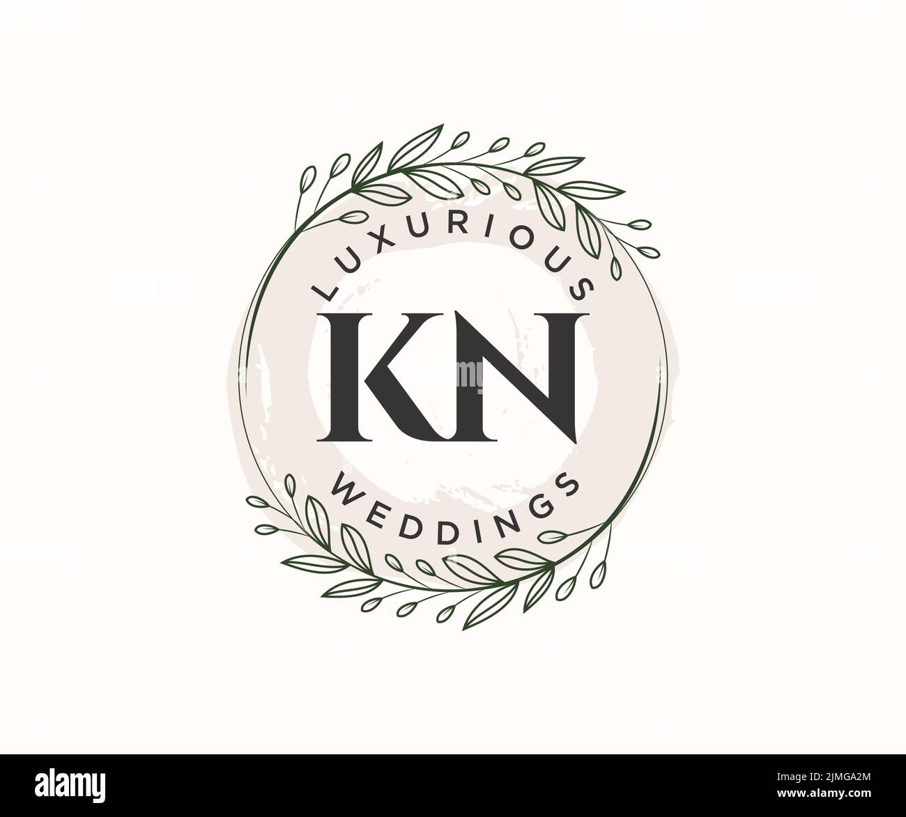 KN Initials letter Wedding monogram logos template, hand drawn modern ...