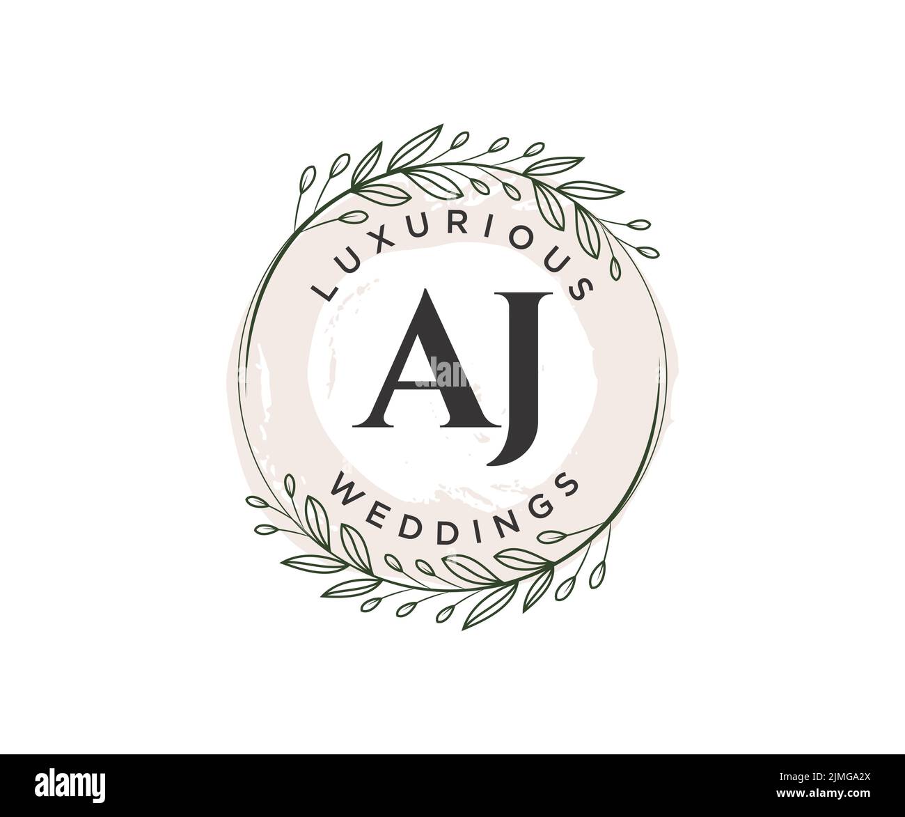 AJ Initials letter Wedding monogram logos template, hand drawn modern ...
