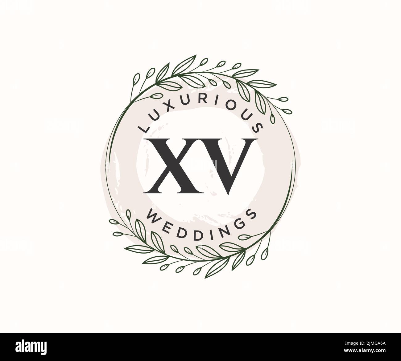 XV Initials letter Wedding monogram logos template, hand drawn modern ...