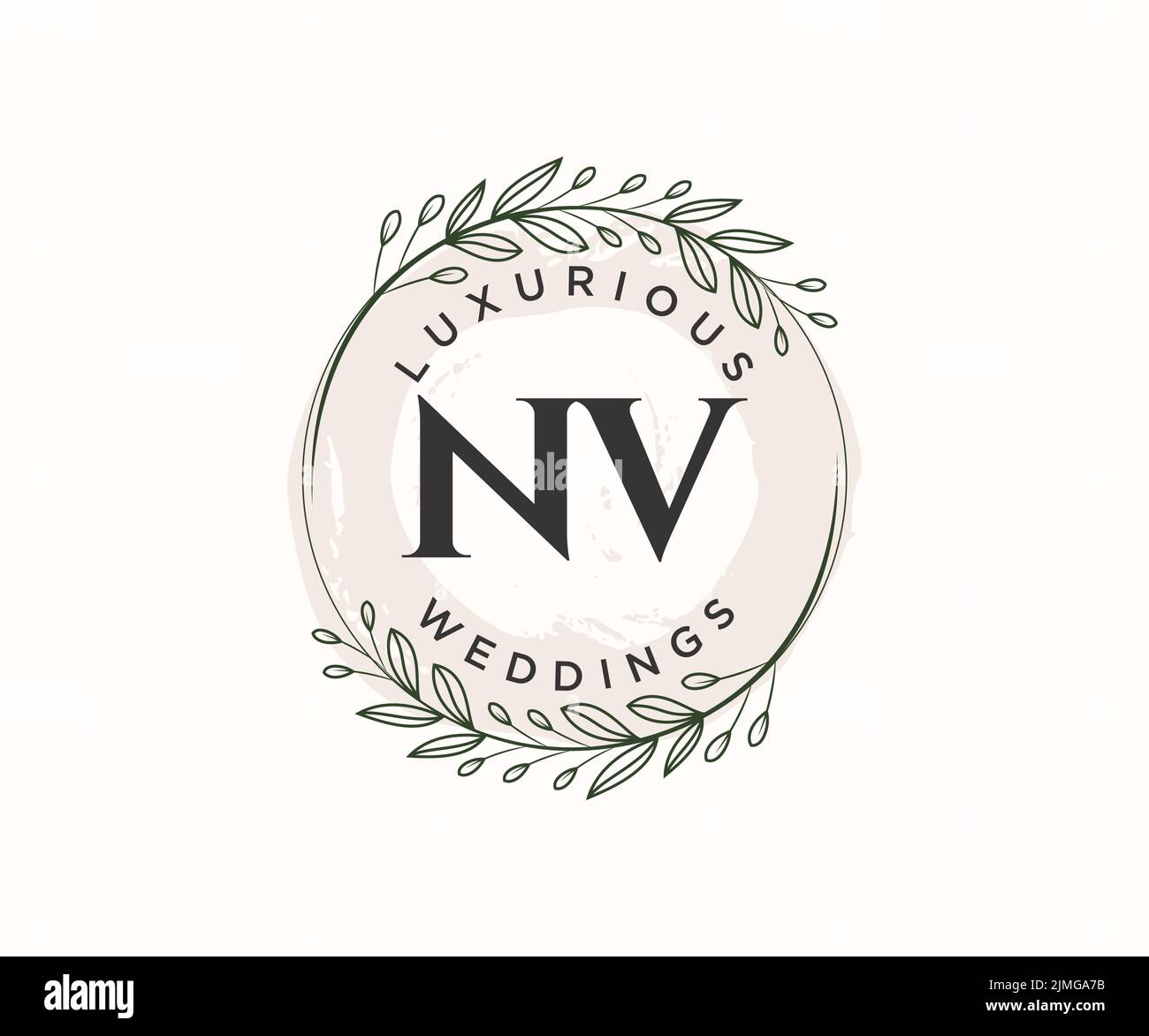 NV Initials letter Wedding monogram logos template, hand drawn modern ...