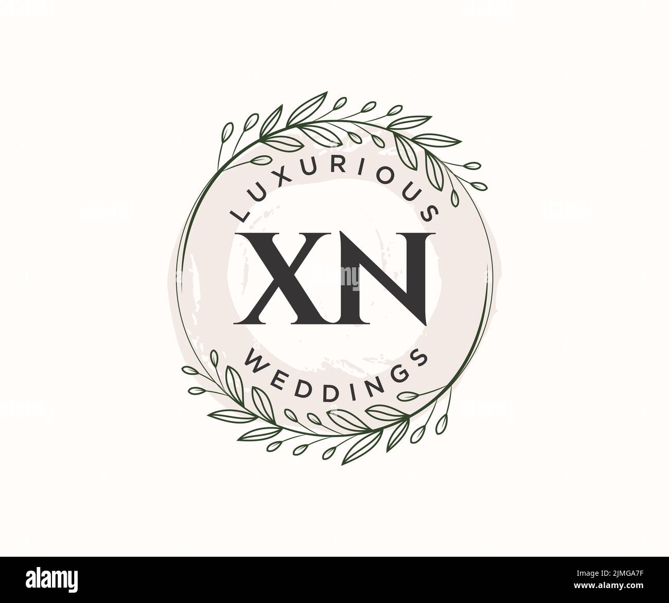 XN Initials letter Wedding monogram logos template, hand drawn modern ...