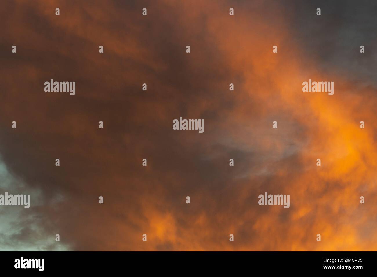 Fiery clouds. Sunset light. Orange sky. Landscape sunset colors Stock ...