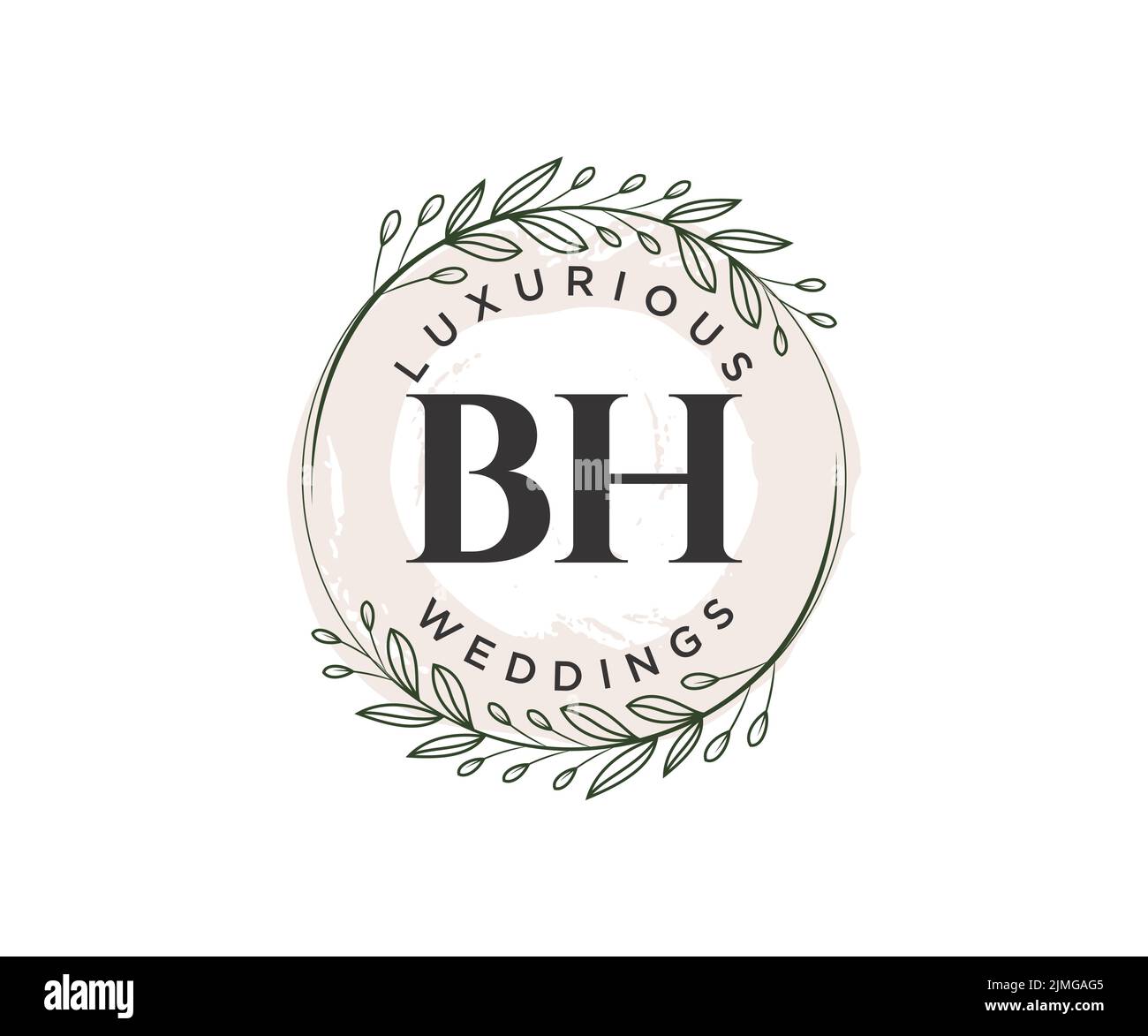BH Initials letter Wedding monogram logos template, hand drawn modern ...