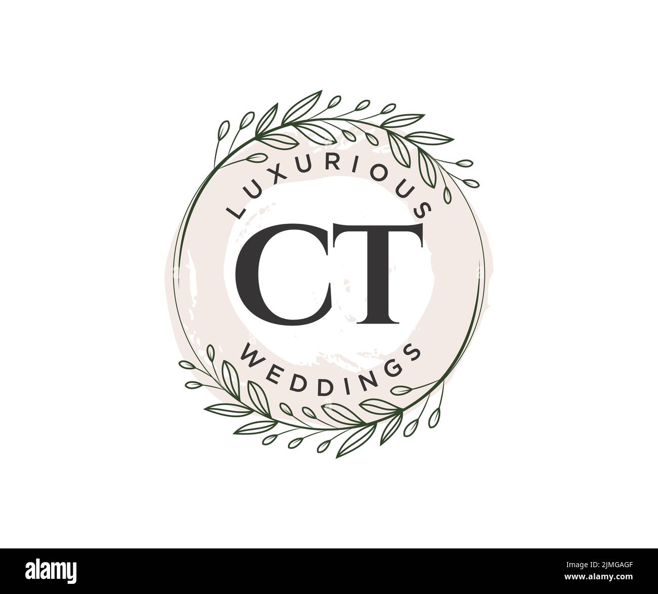 CT Initials letter Wedding monogram logos template, hand drawn modern ...