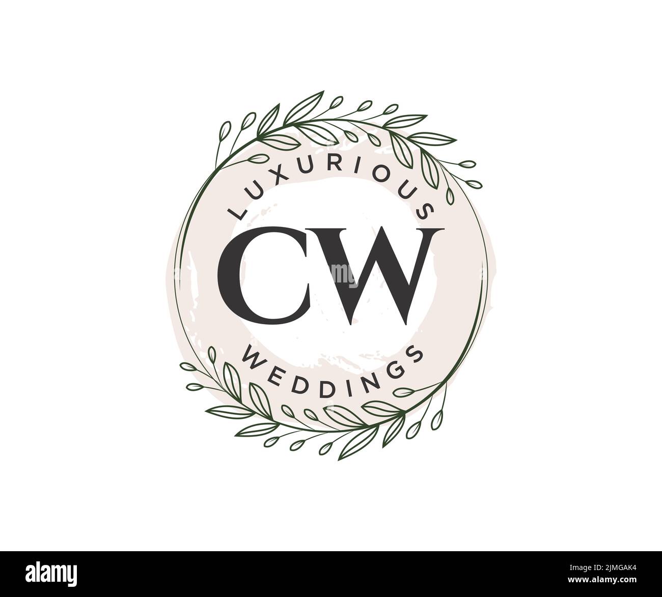 CW Initials letter Wedding monogram logos template, hand drawn modern ...