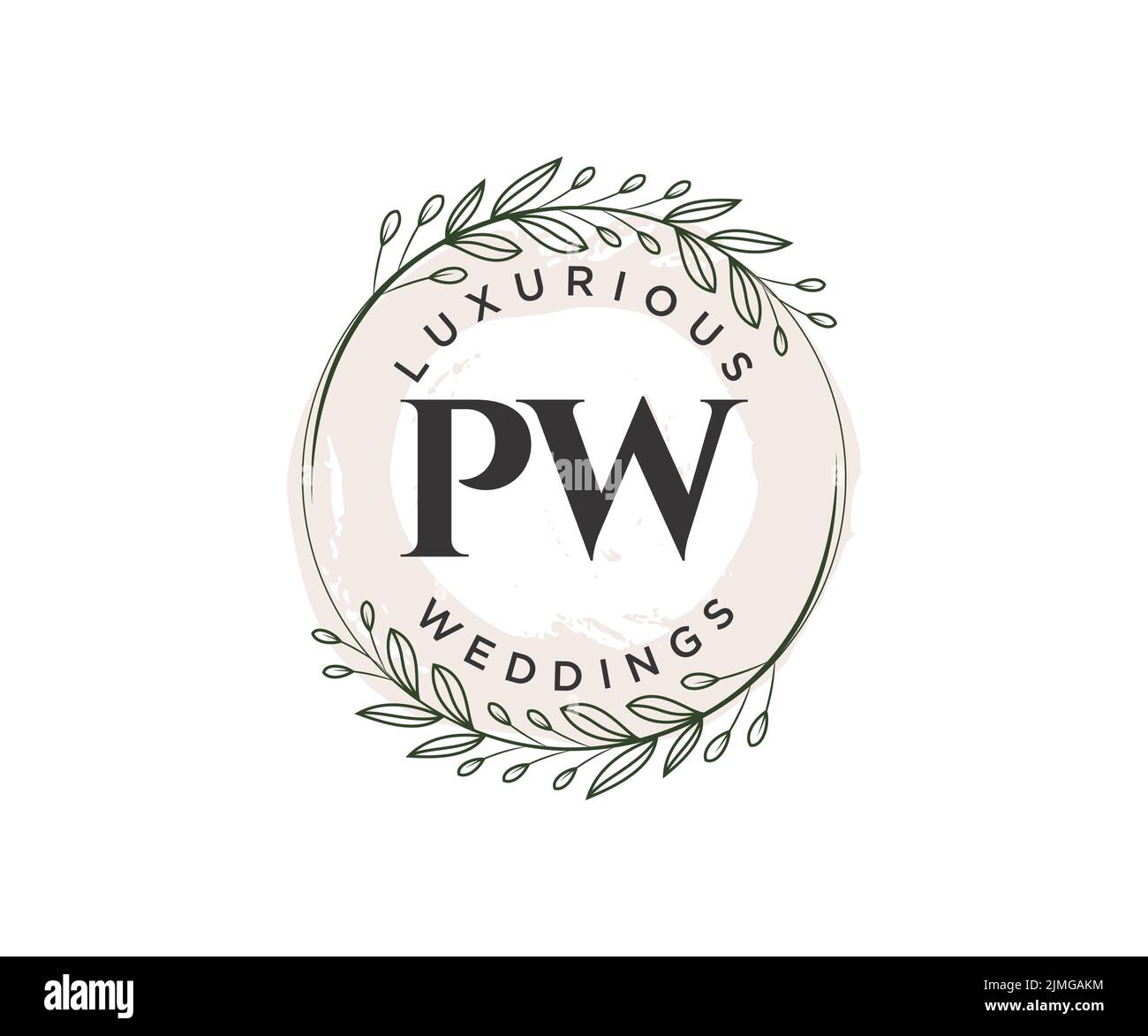 PW Initials letter Wedding monogram logos template, hand drawn modern ...