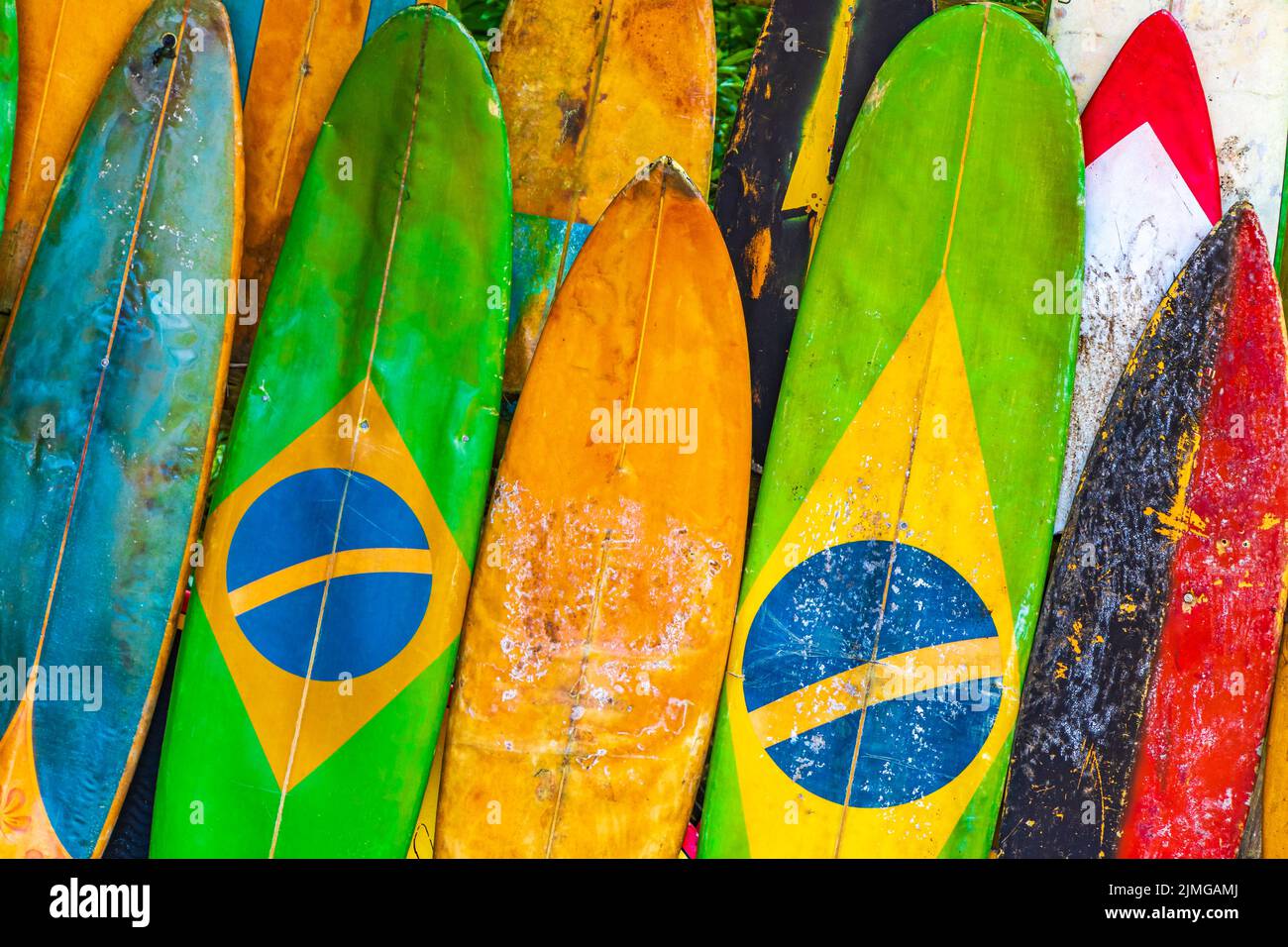 Colorful Surfboards brazilian flag Ilha Grande Rio de Janeiro Brazil ...