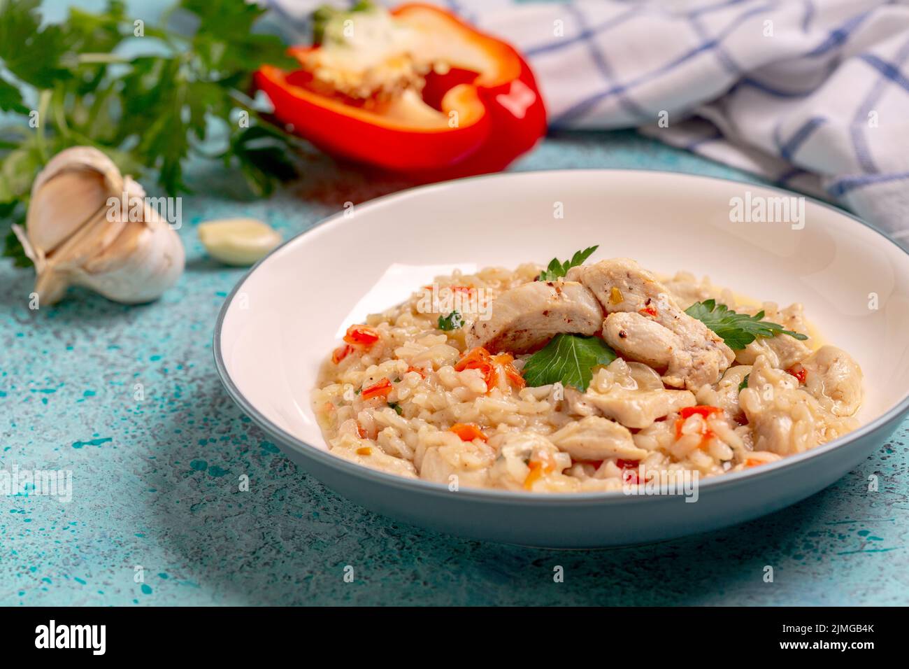 Risotto with chicken meat hi-res stock photography and images - Alamy
