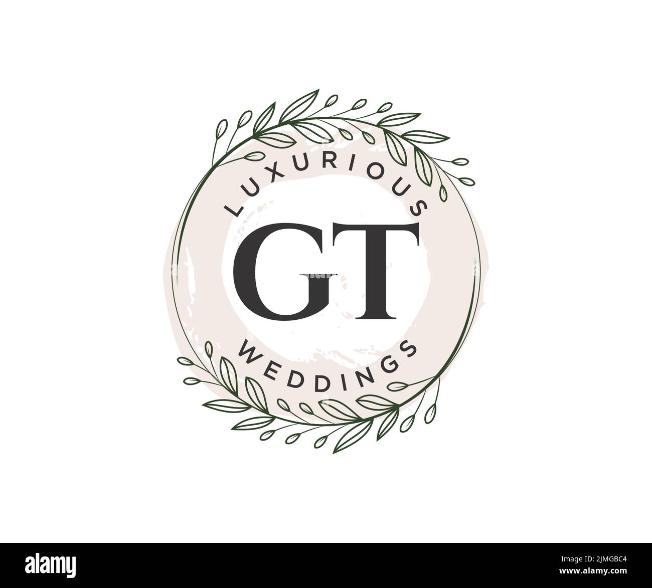 GT Initials letter Wedding monogram logos template, hand drawn modern ...