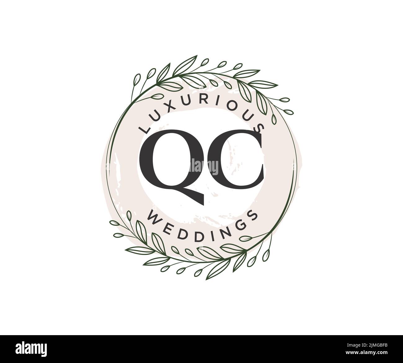 QC Initials letter Wedding monogram logos template, hand drawn modern ...