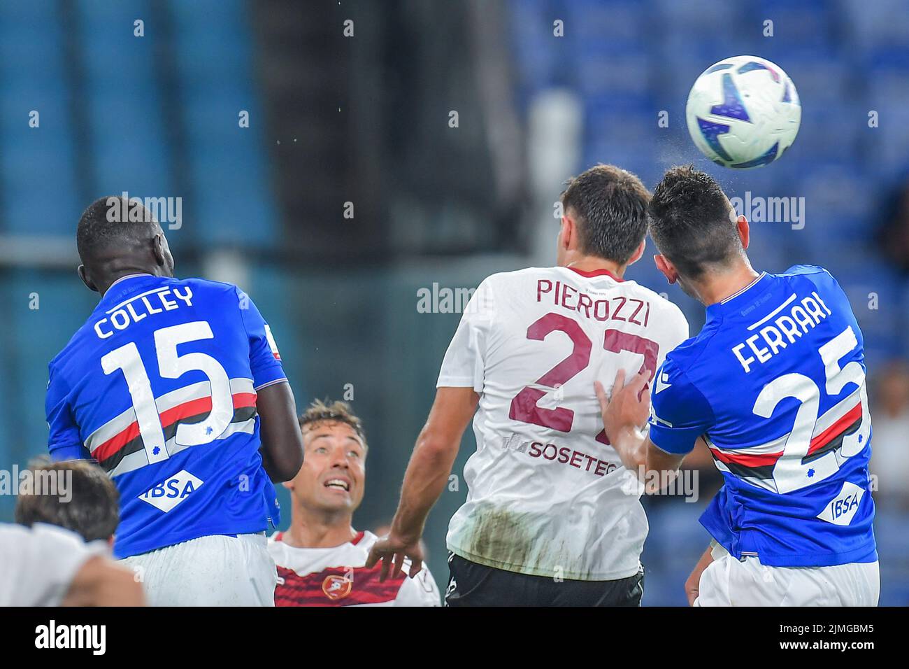 Luigi Ferraris stadium, Genova, Italy, August 05, 2022, Omar Colley (Sampdoria), Niccolo ...