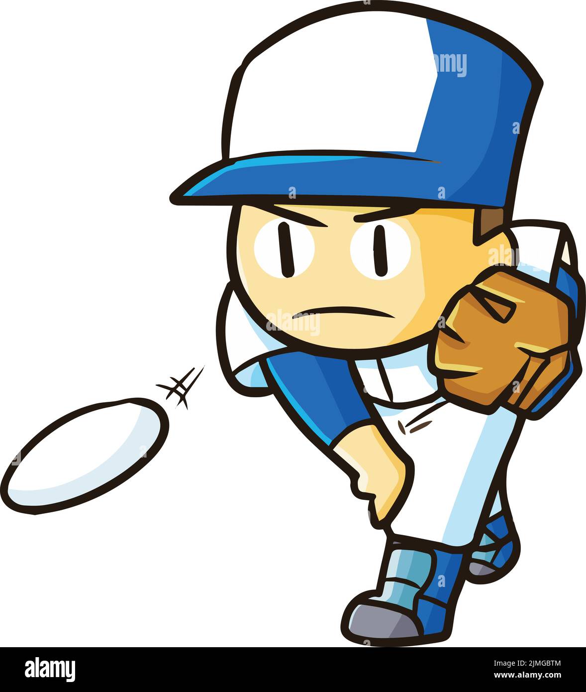 A vector illustration of a cute and funny baseball player throwing the ...