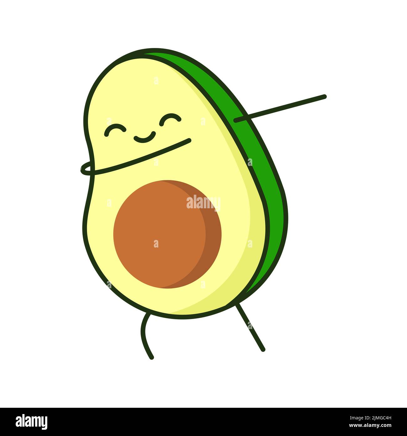 Avocado dabbing. Cute cartoon character avocado smiling. Happy dab ...