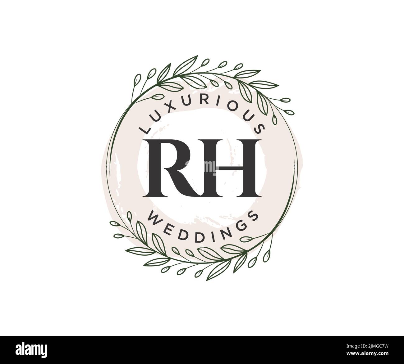 RH Initials letter Wedding monogram logos template, hand drawn modern ...