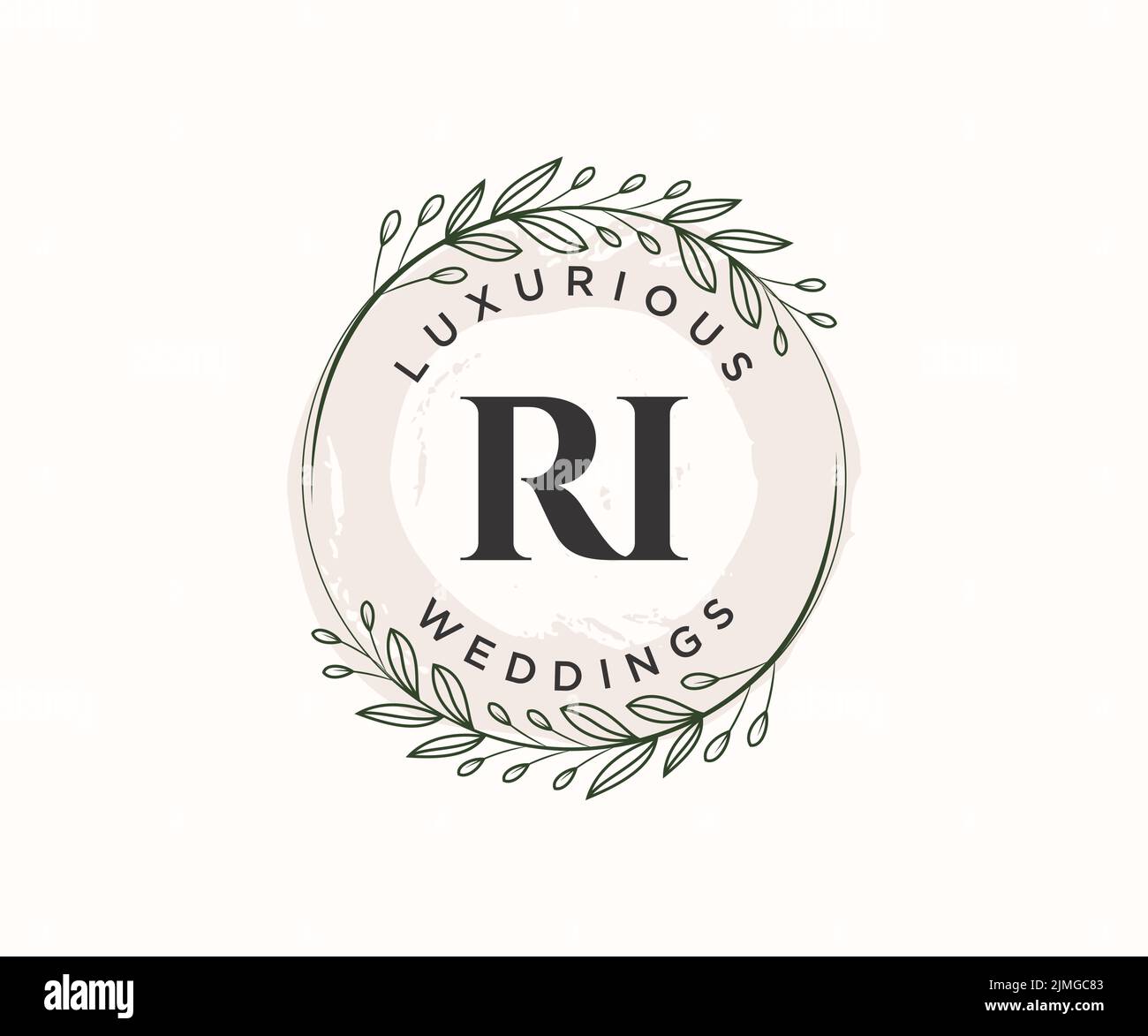 RI Initials letter Wedding monogram logos template, hand drawn modern ...