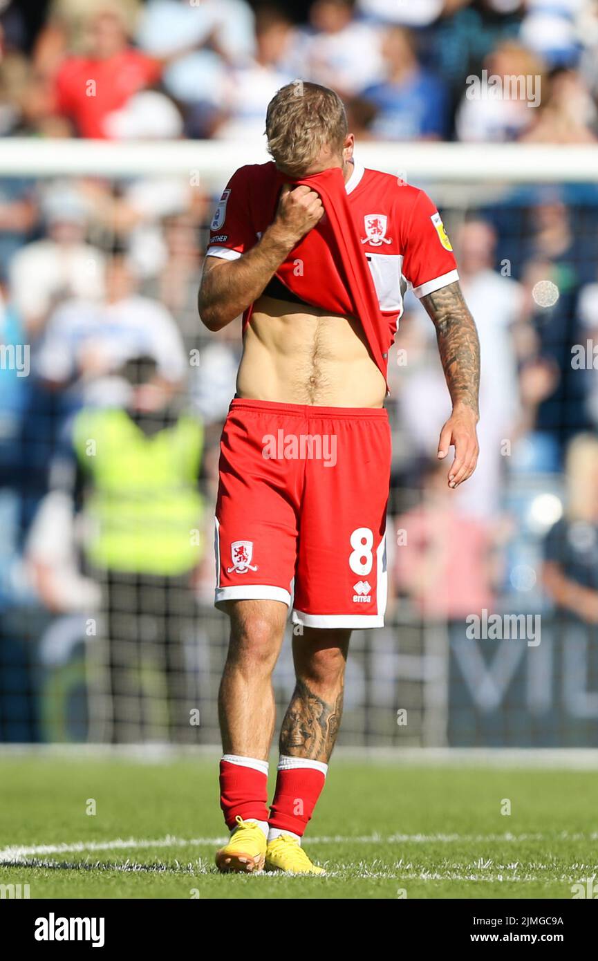 Riley McGree #8 of Middlesbrough dejected at the final whistle Stock ...