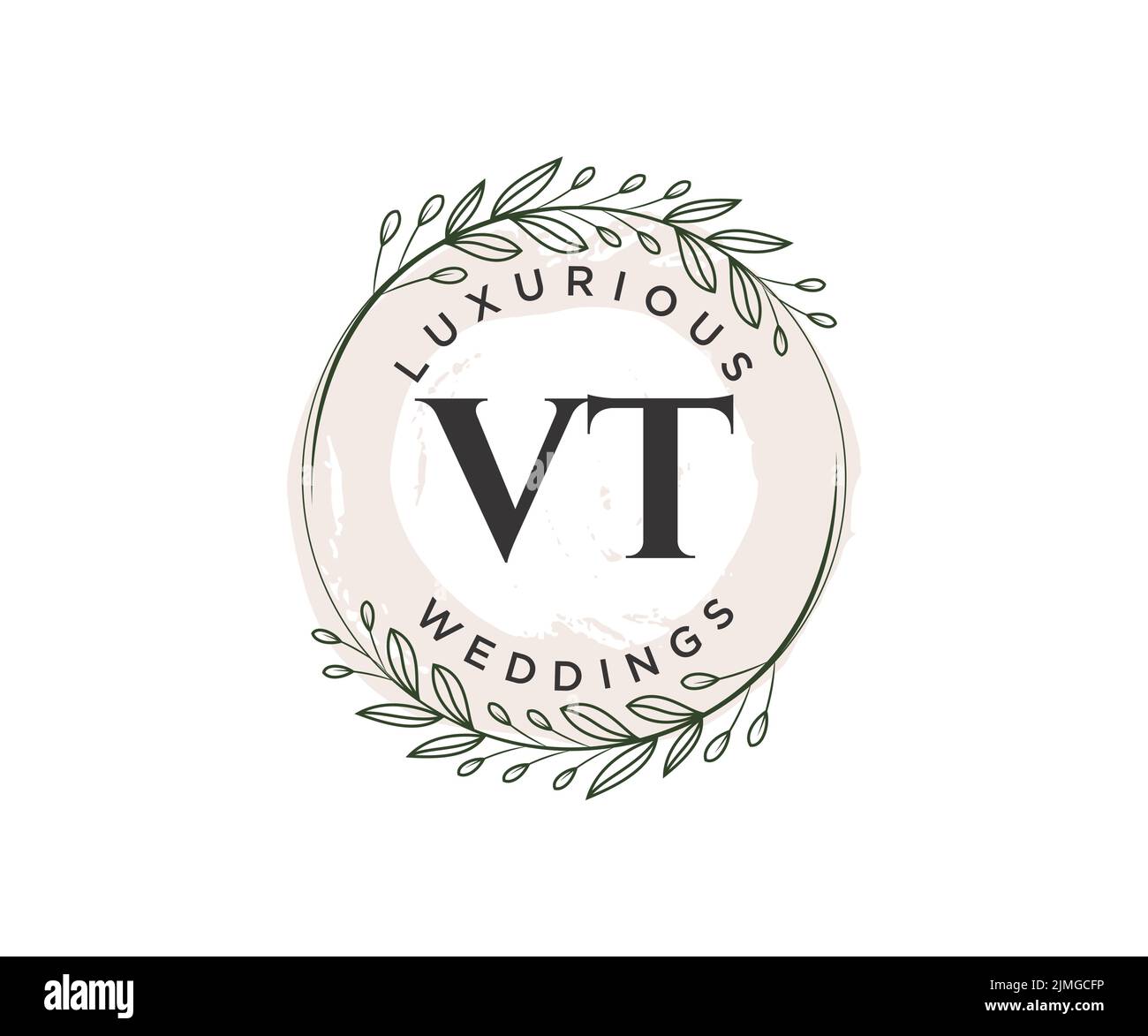 VT Initials letter Wedding monogram logos template, hand drawn modern ...