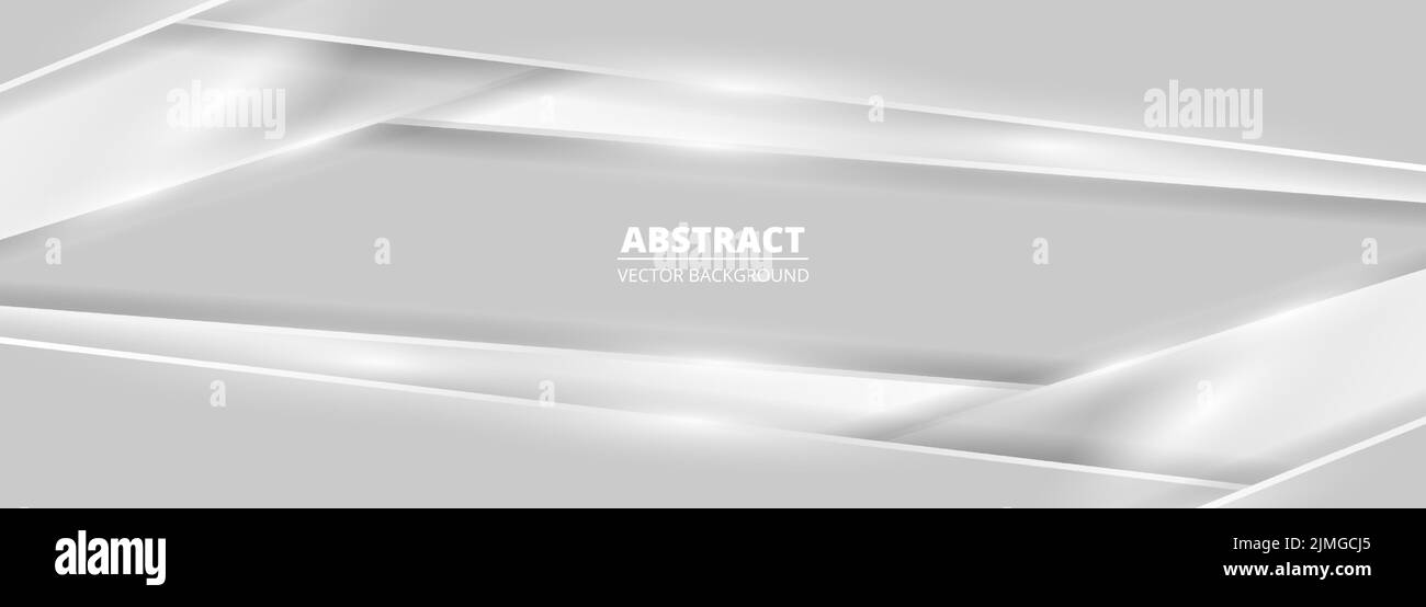 Abstract geometric wide metallic background with silver gradient lines ...