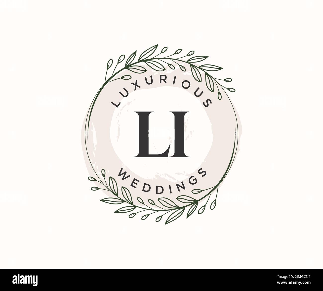LI Initials letter Wedding monogram logos template, hand drawn modern ...