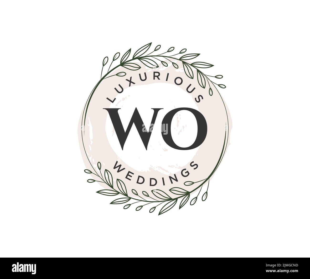 WO Initials letter Wedding monogram logos template, hand drawn modern ...