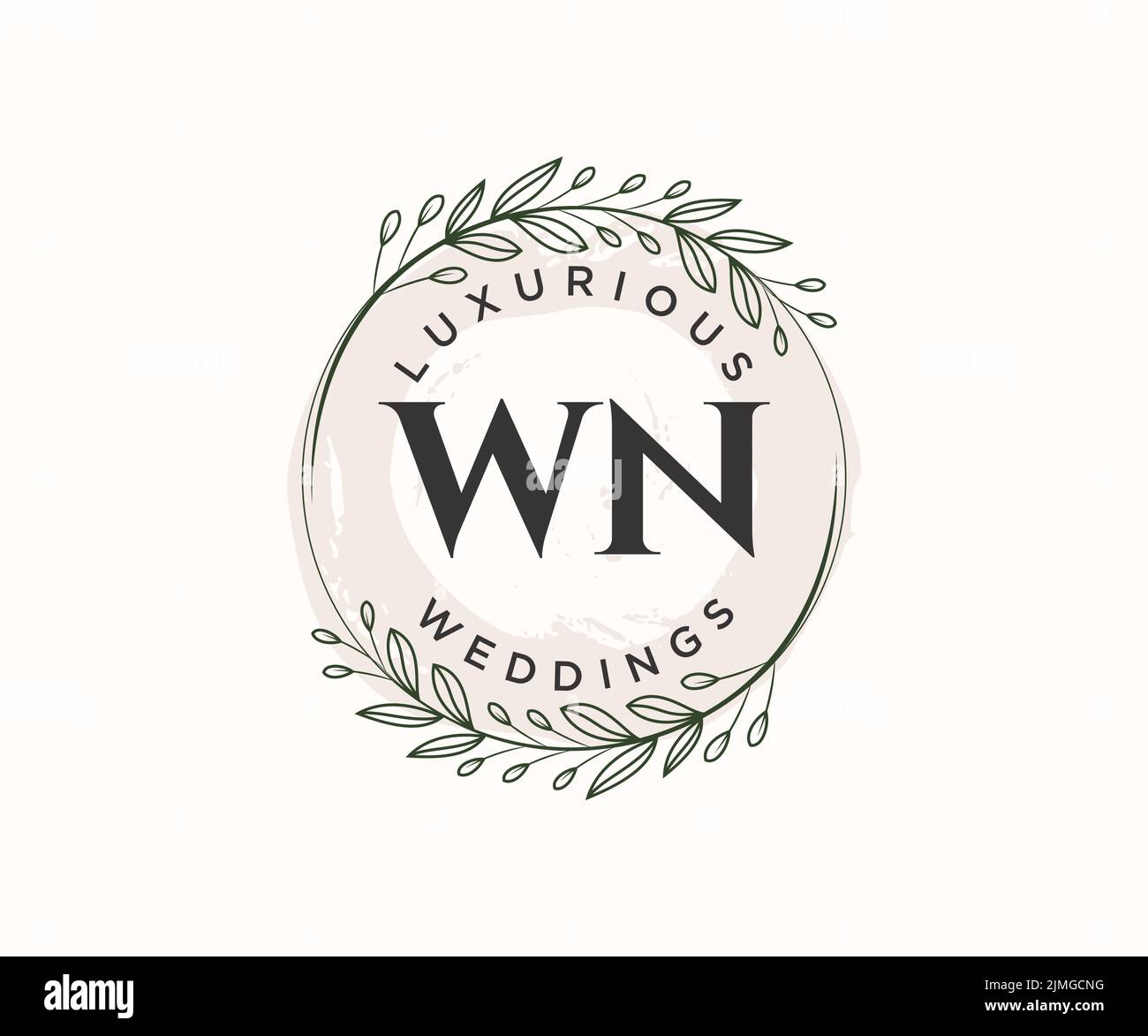 WN Initials letter Wedding monogram logos template, hand drawn modern ...