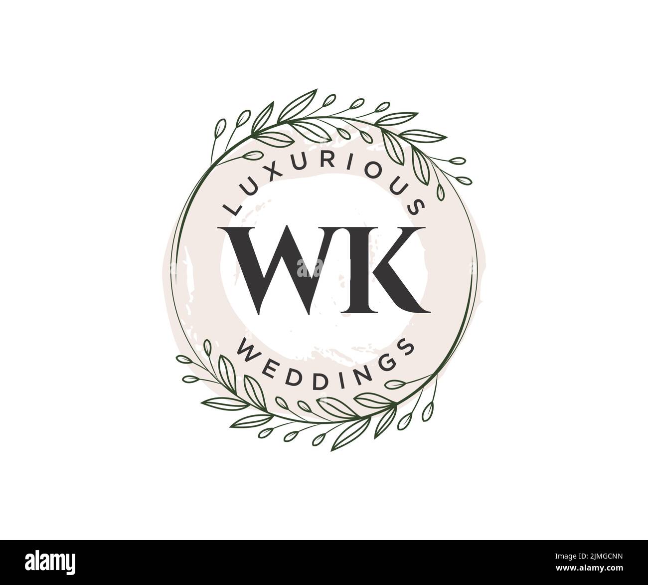 WK Initials letter Wedding monogram logos template, hand drawn modern ...