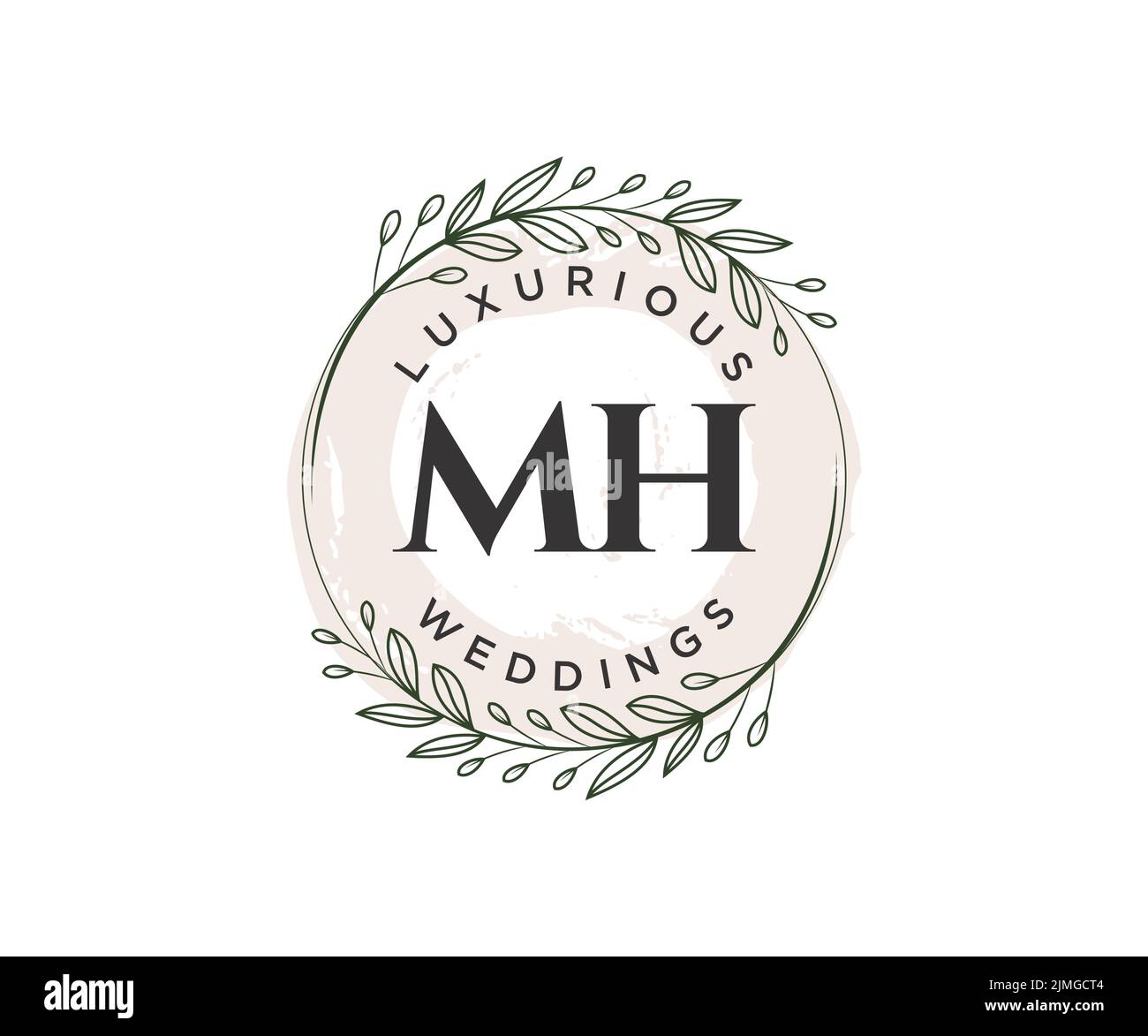 MH Initials letter Wedding monogram logos template, hand drawn modern ...