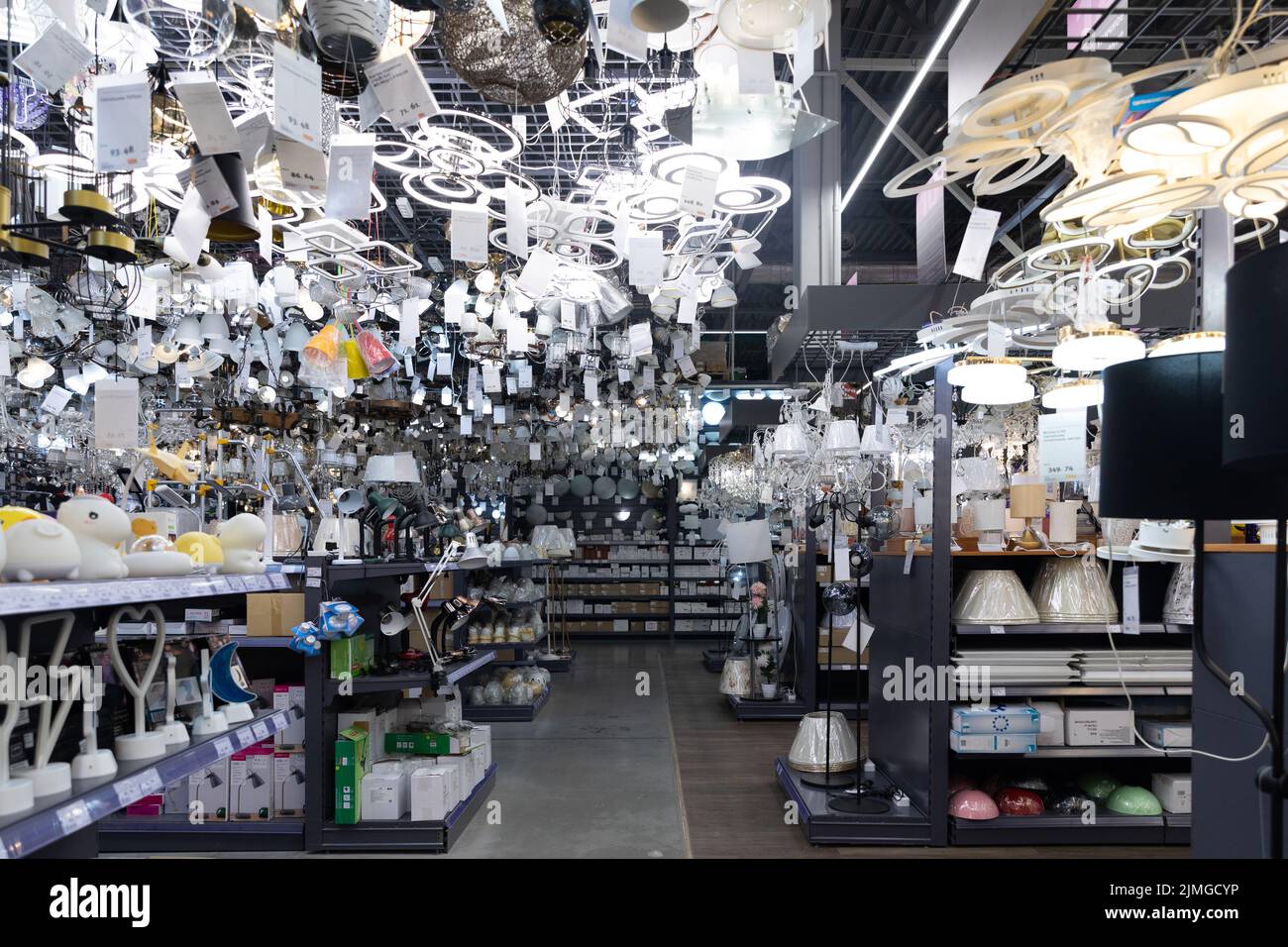 Interior of a salon selling lamps and sconces Stock Photo - Alamy