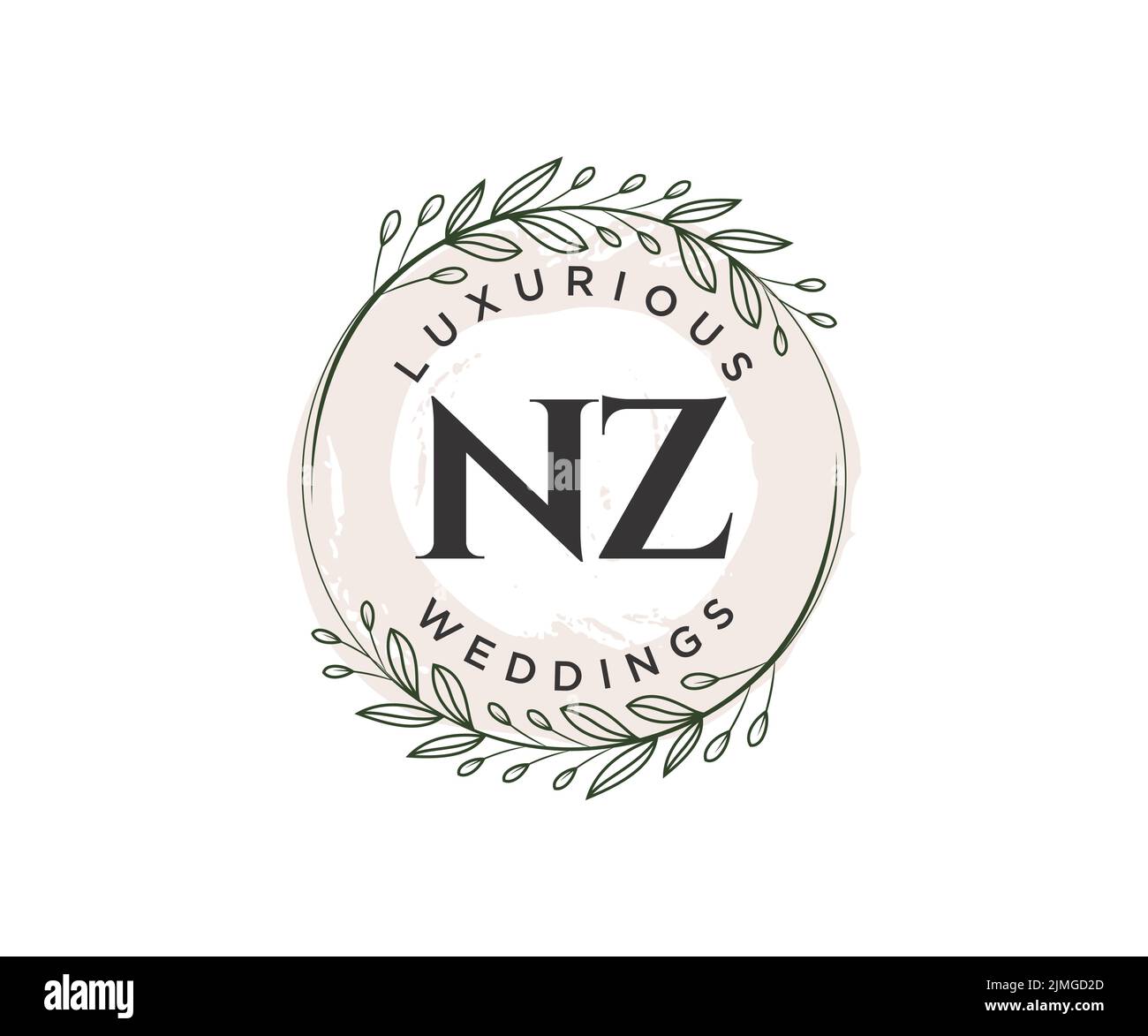 NZ Initials letter Wedding monogram logos template, hand drawn modern ...