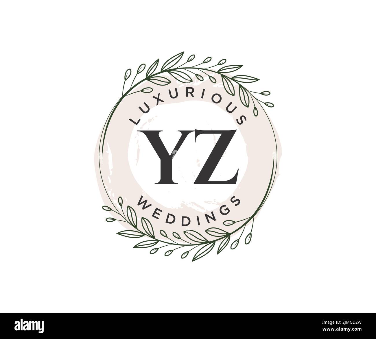 YZ Initials letter Wedding monogram logos template, hand drawn modern ...