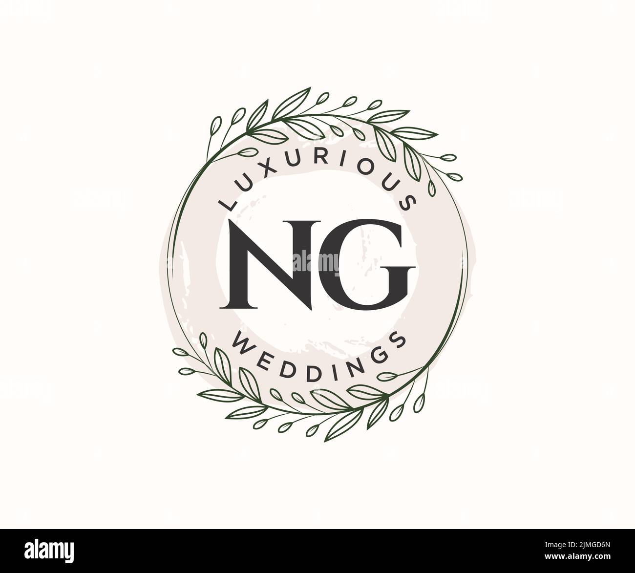NG Initials letter Wedding monogram logos template, hand drawn modern ...