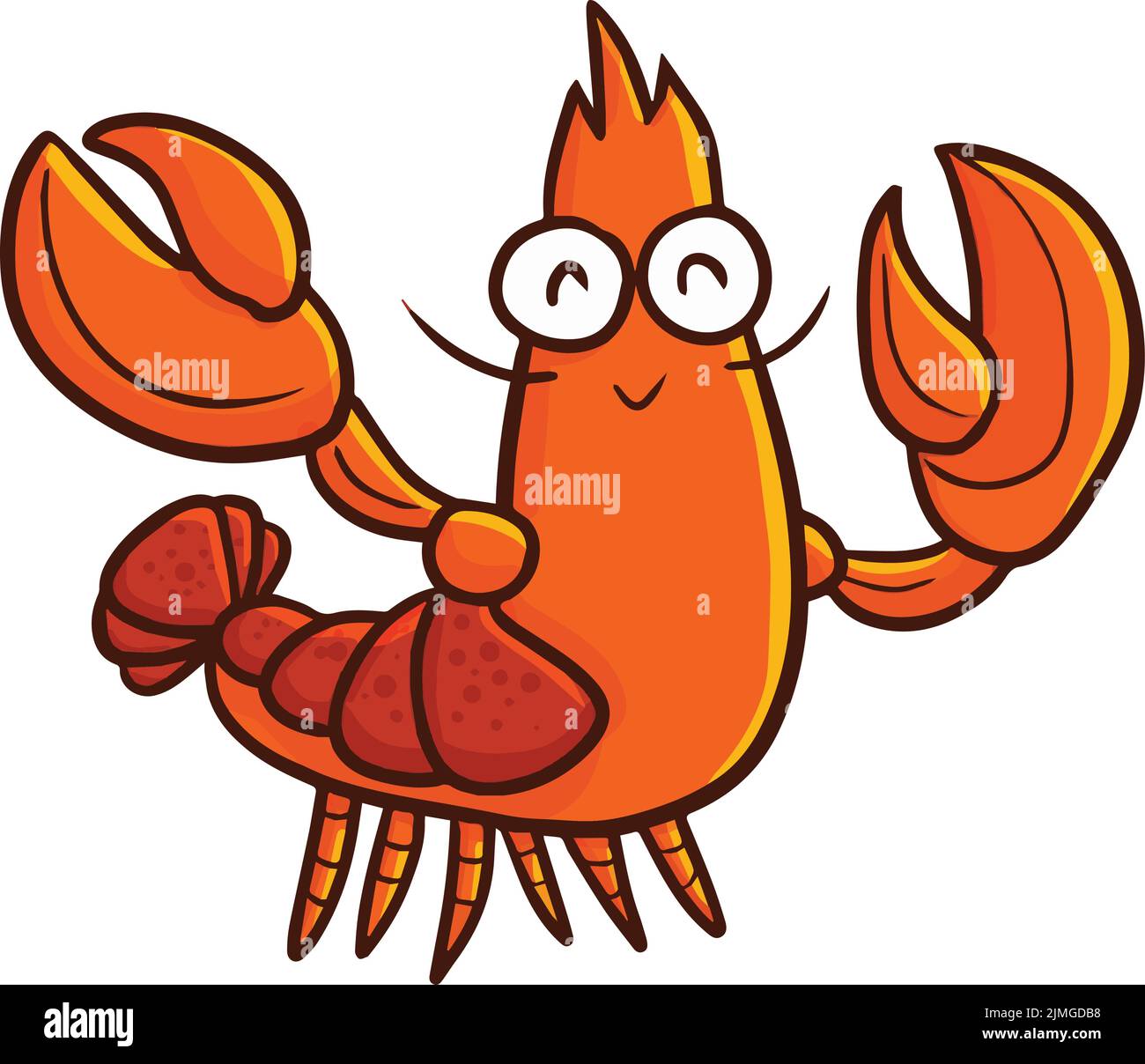 A vector illustration of a cheerful, smiling crab with its hands up on ...