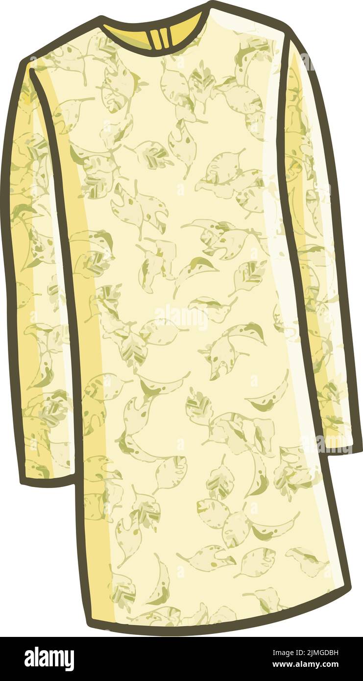 A vector illustration of yellow pajamas with a leaves pattern isolated ...