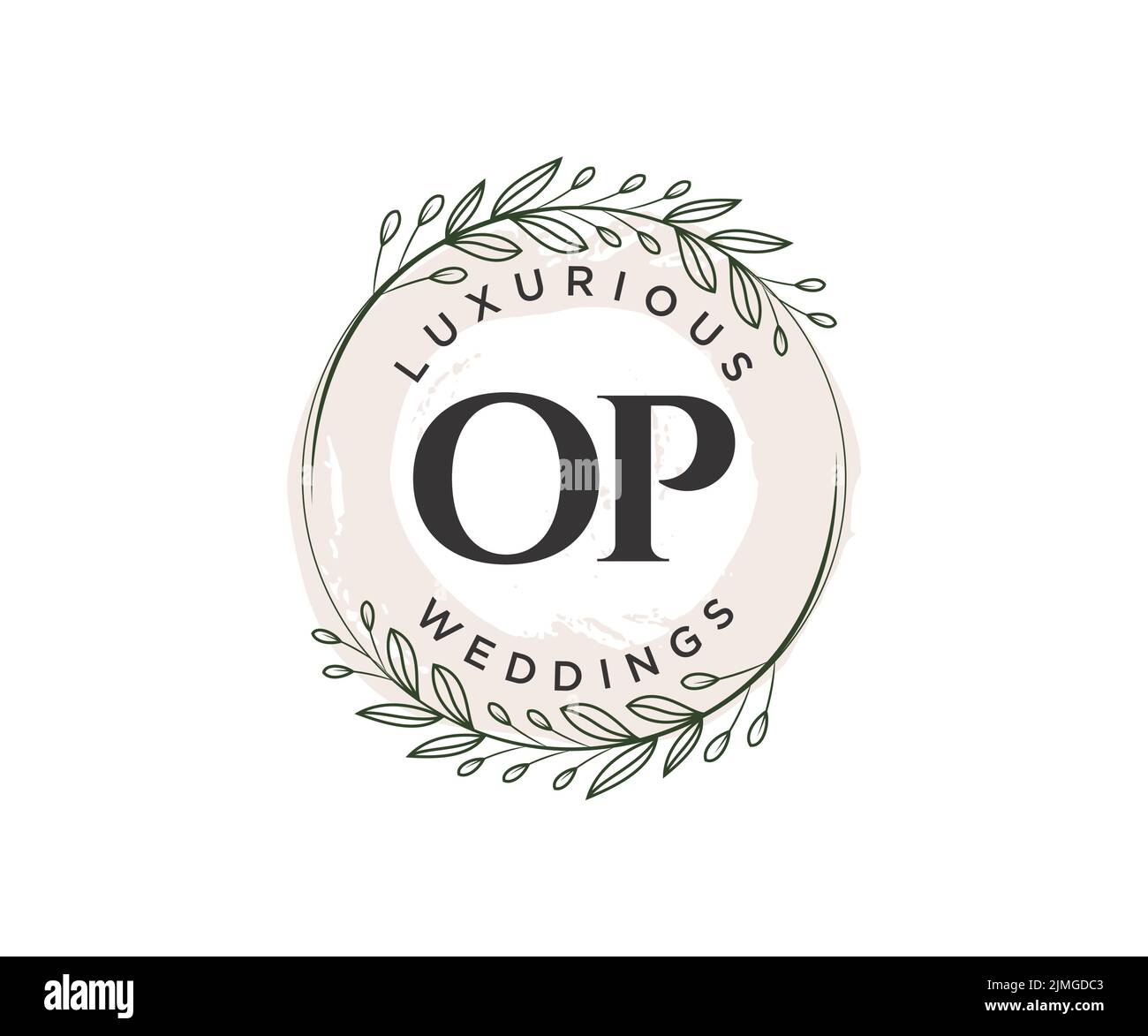 OP Initials letter Wedding monogram logos template, hand drawn modern ...