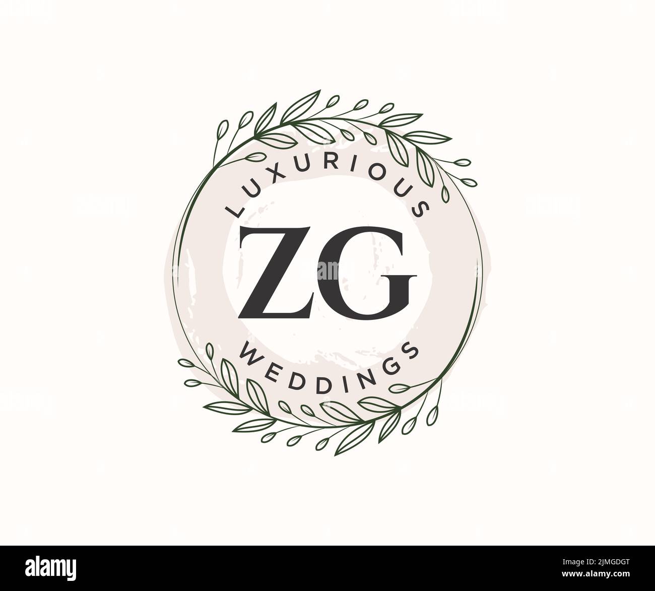 ZG Initials letter Wedding monogram logos template, hand drawn modern ...