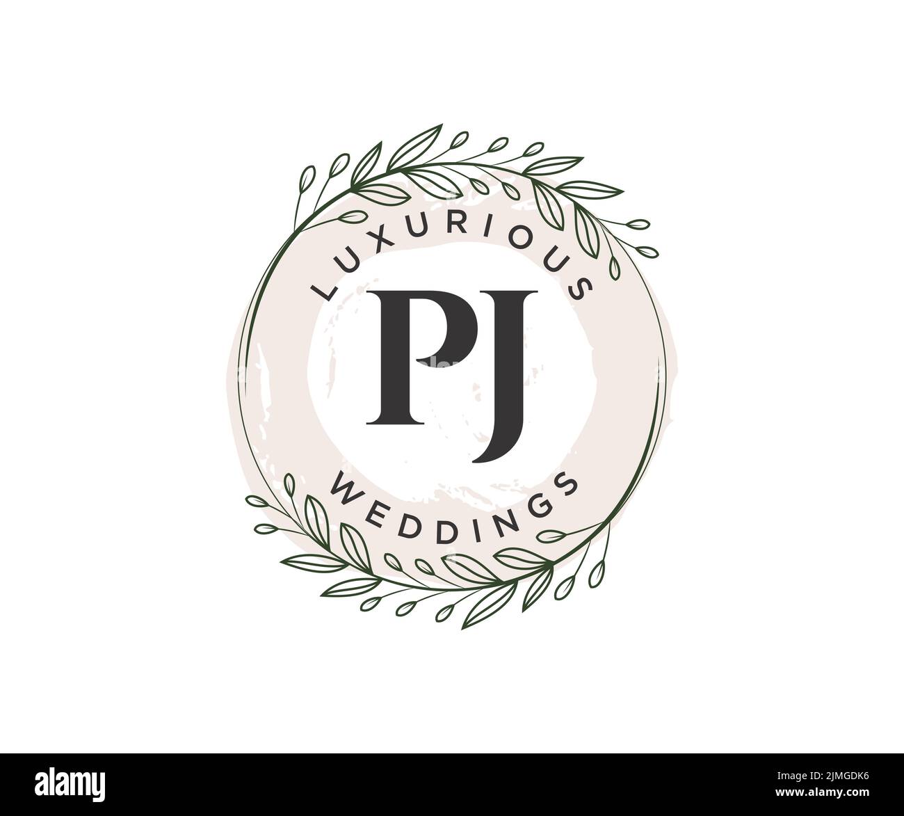 PJ Initials letter Wedding monogram logos template, hand drawn modern ...